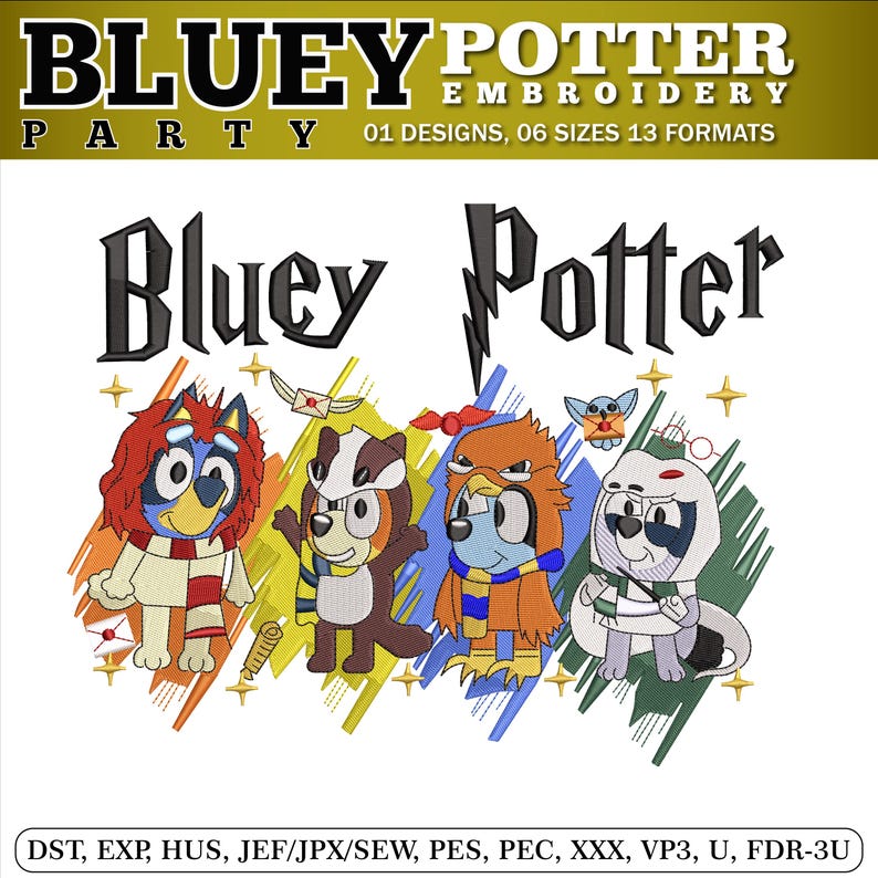 Bluey Potter Embroidery Design , Bluey Potter Design , Bluey Party ...