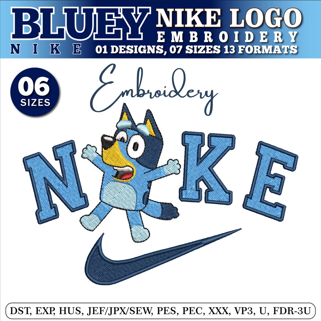 Nike Bluey Embroidery Design File , Nike Bluey Embroidery, Nike Bluey ...