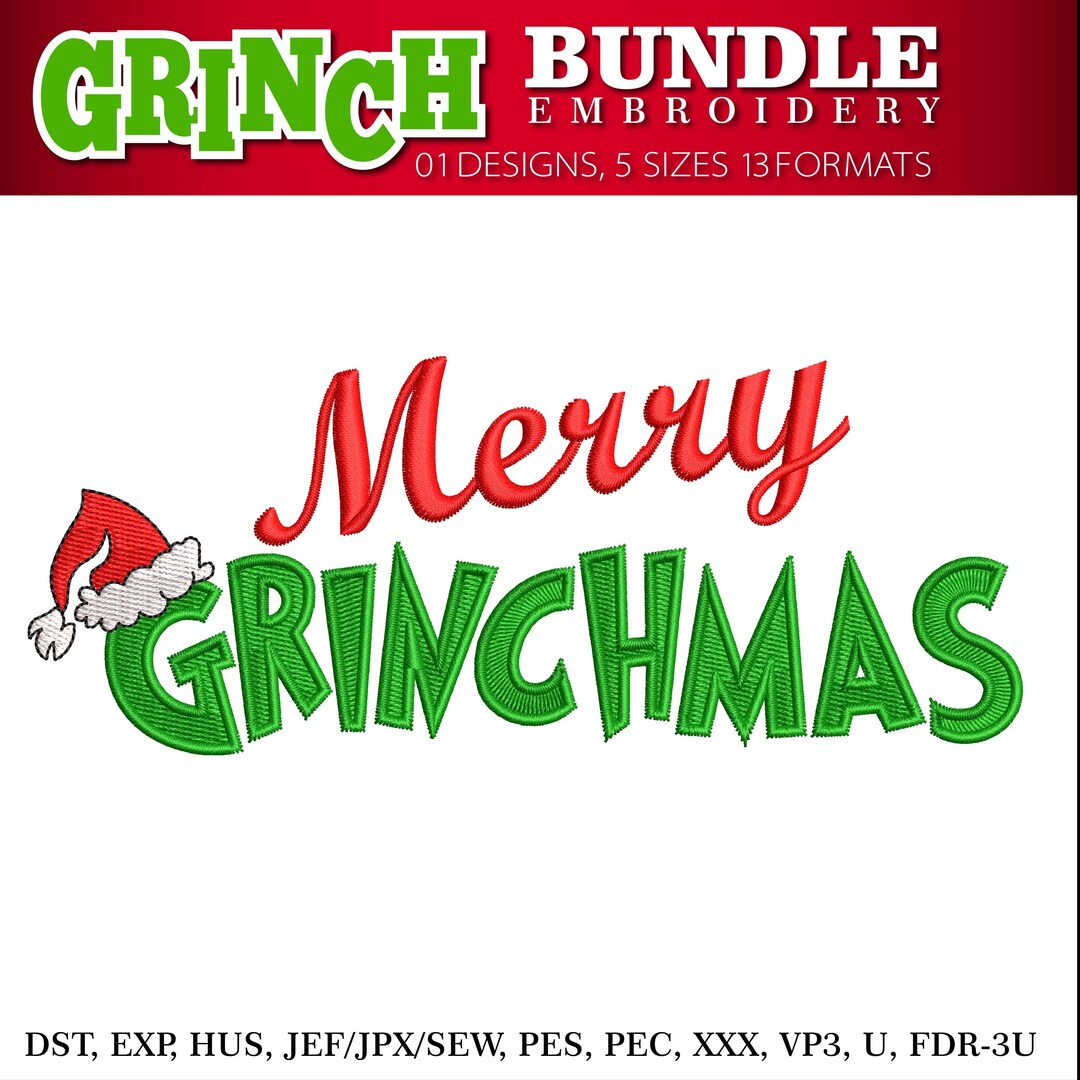 Merry Grinch, Grinchmas Embroidery Design, Grinch Embroidery ...