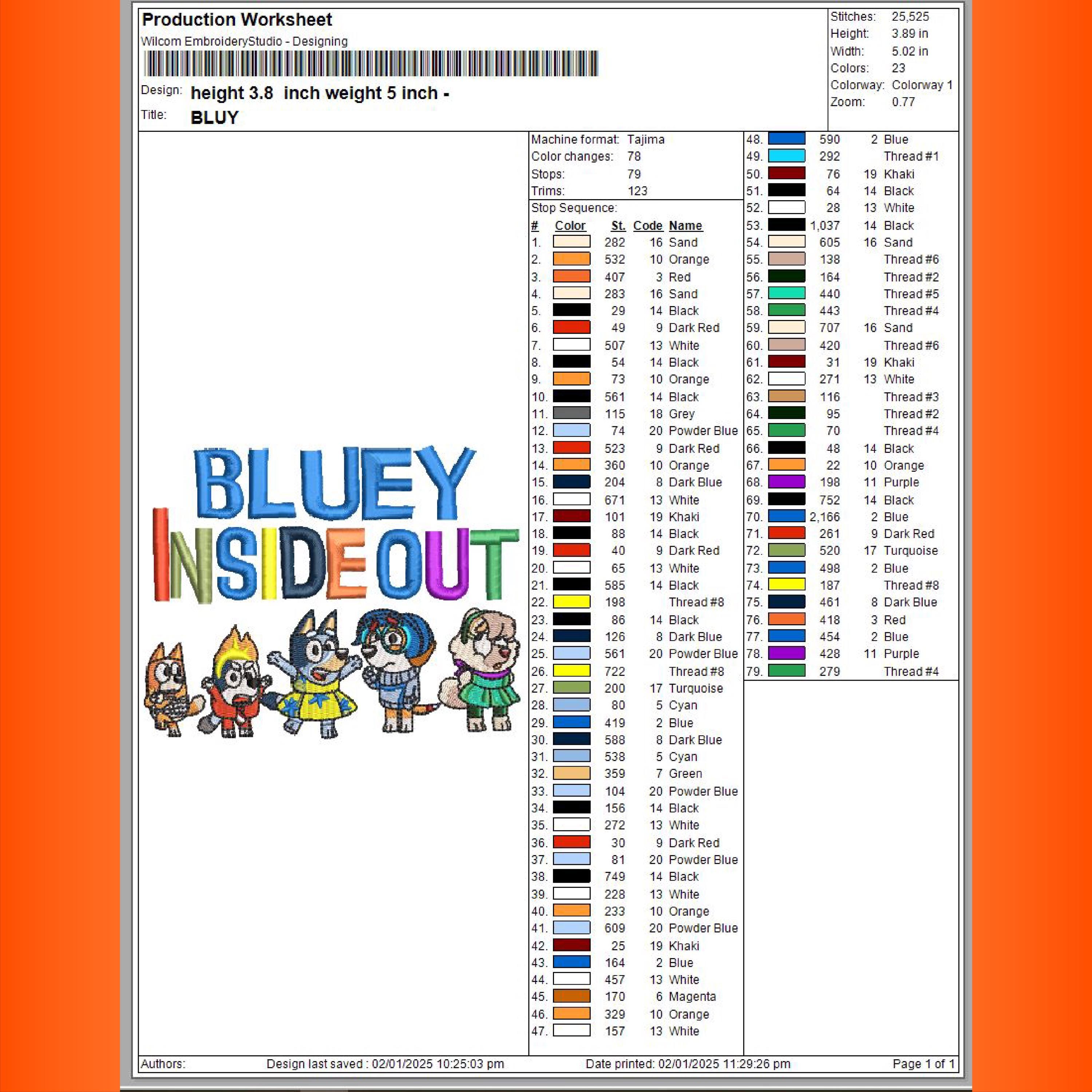 Bluey Inside Out Party Embroidery Design (instant Download) - Etsy