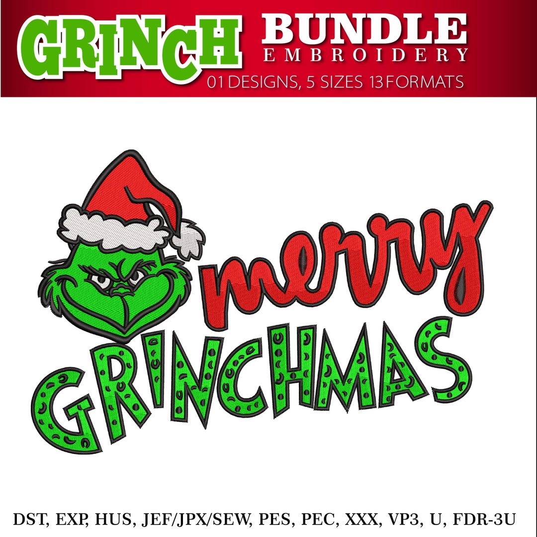 Merry Grinchmas Sign Merry Grinchmas Embroidery, Christmas Embroidery ...