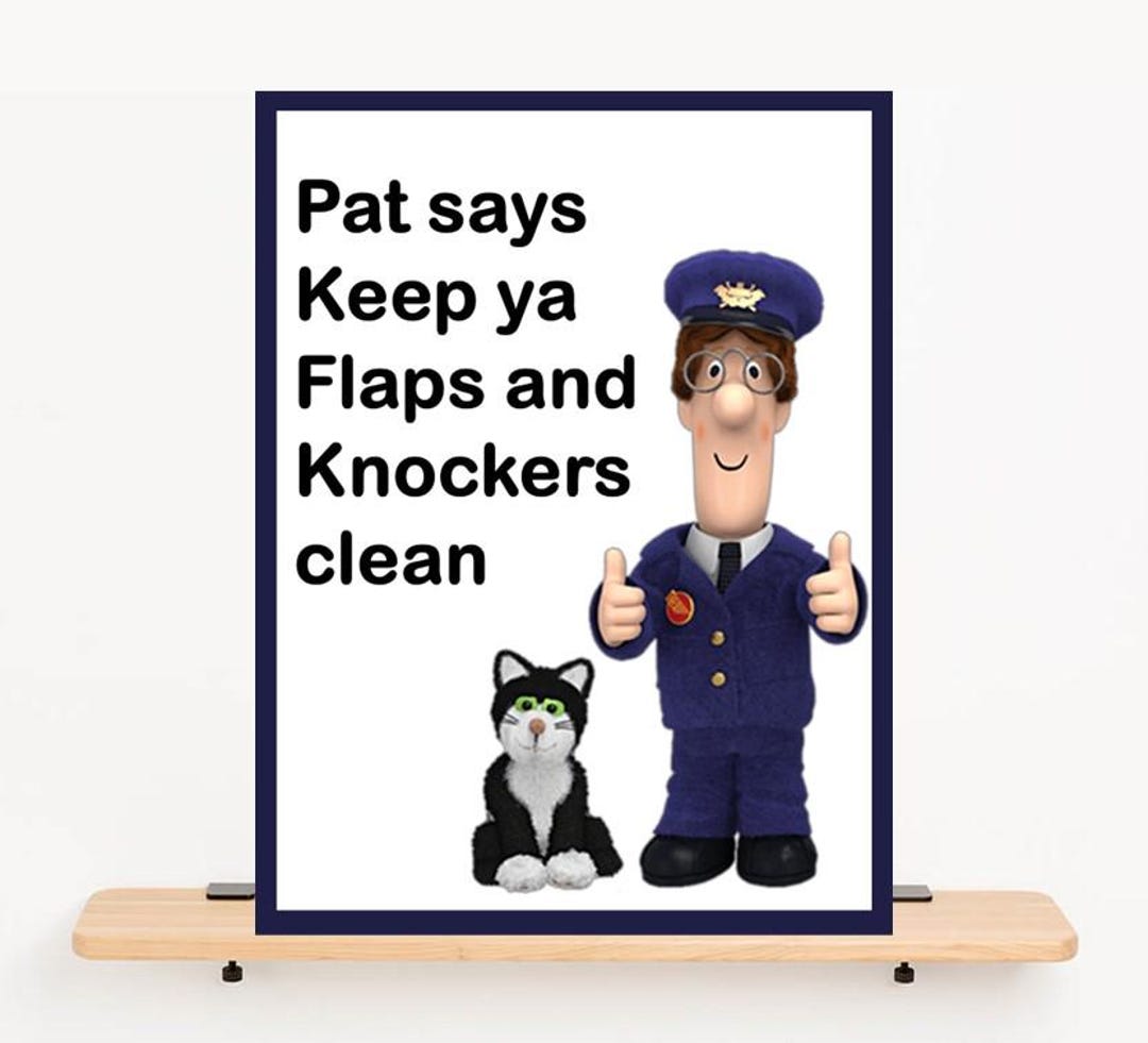 Funny Postman Pat Jess Cat Clean Knockers & Flaps Rude Metal Wall Sign ...