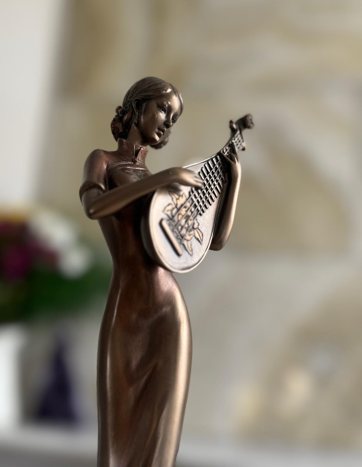 Woman Playing Instrument Bronze Finish Statue Artworks - Etsy