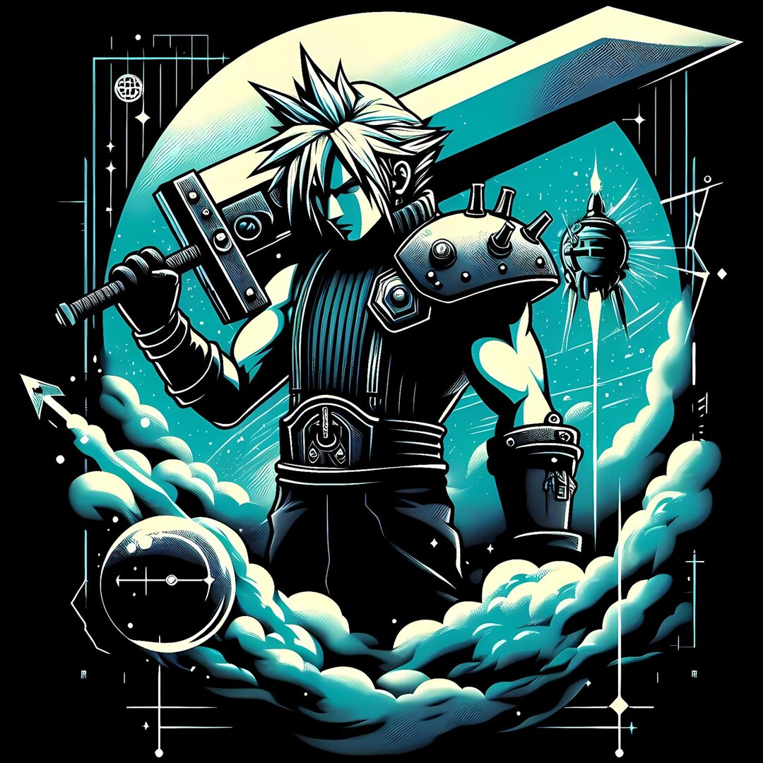 Final Fantasy 7 VII - FF7 - Cloud Strife Video Game Graphic T-shirt ...