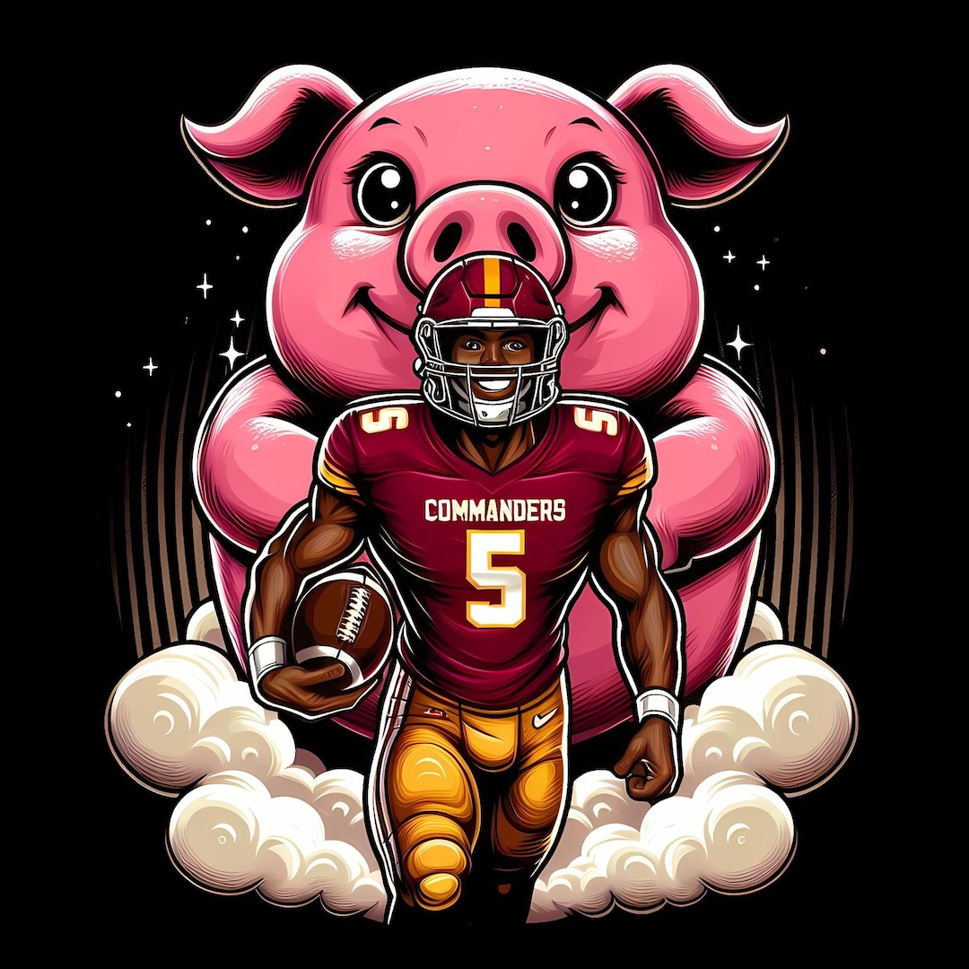 Jayden Daniels Washington Commanders Pig Mascot Graphic T-shirt - Etsy