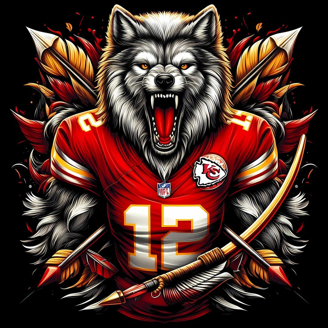Kansas City Chiefs Football Team Wolf Graphic T-shirt - Design 2 - Etsy