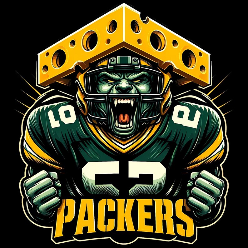 Green Bay Packers Cheesehead Screaming Graphic T-shirt - Etsy