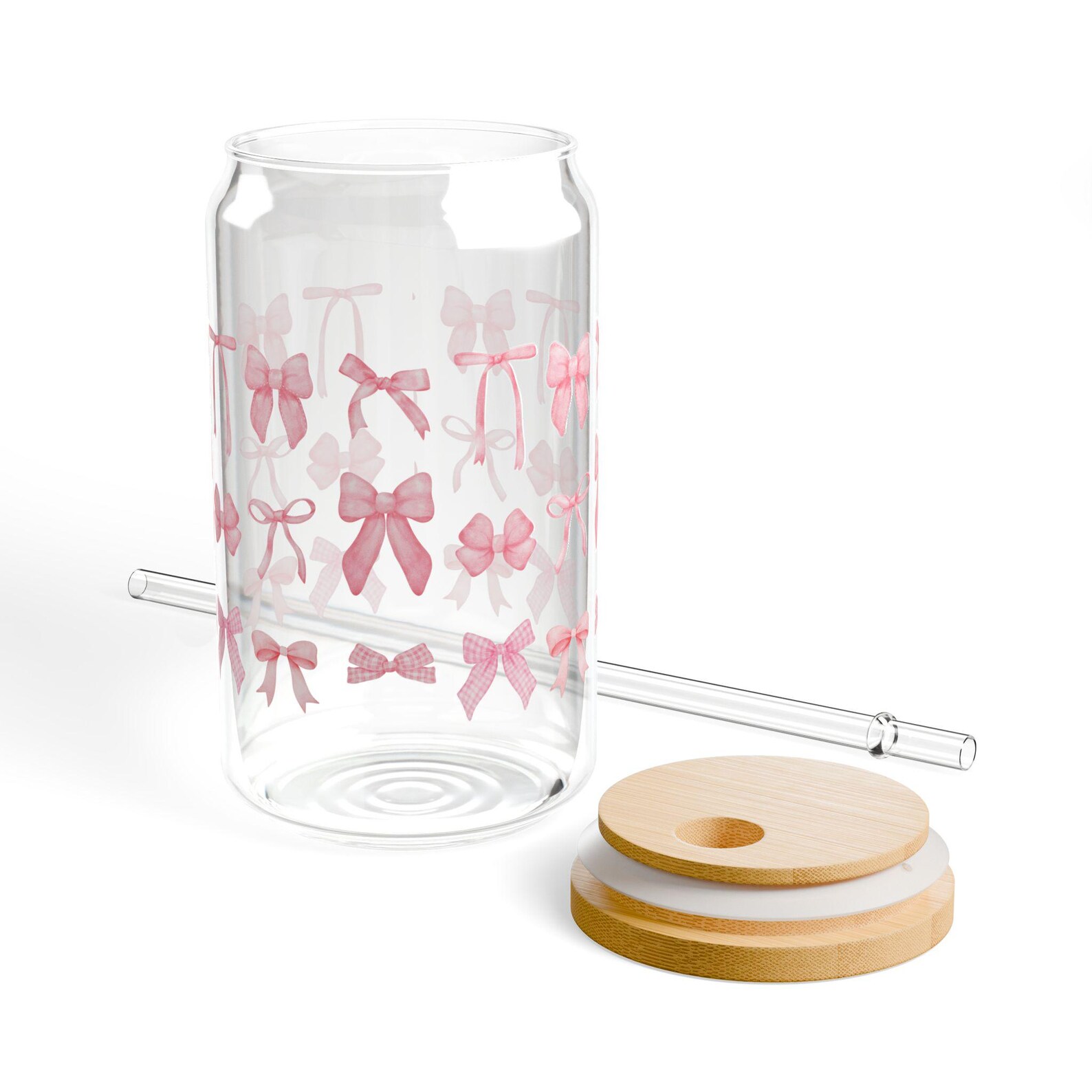 Pink Bow Coquette Sipper Glass, 16oz - Cute Glassware, Girly Drinkware ...