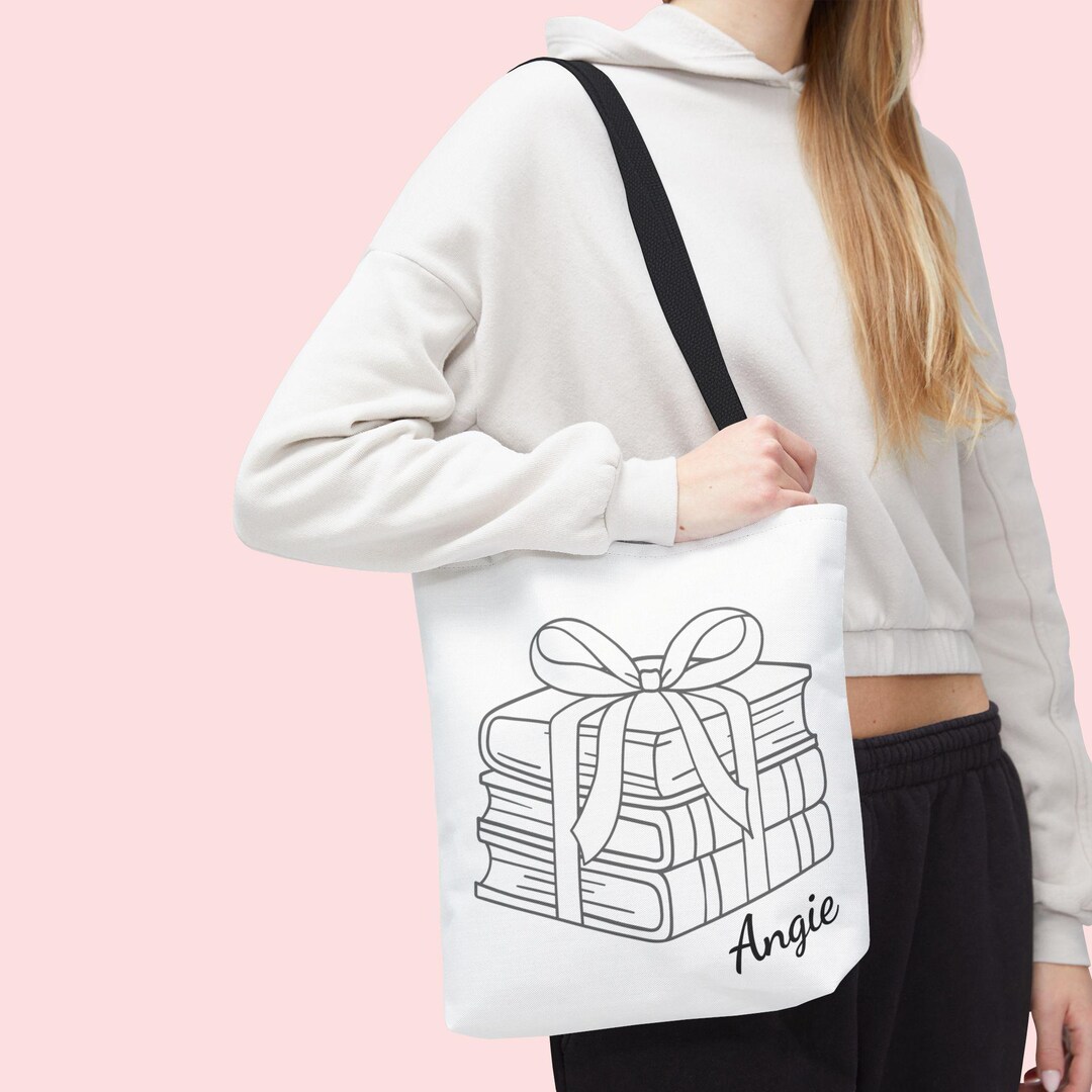 Stacked Books With Bow Tote Bag | Reading Illustration, Book Lover ...