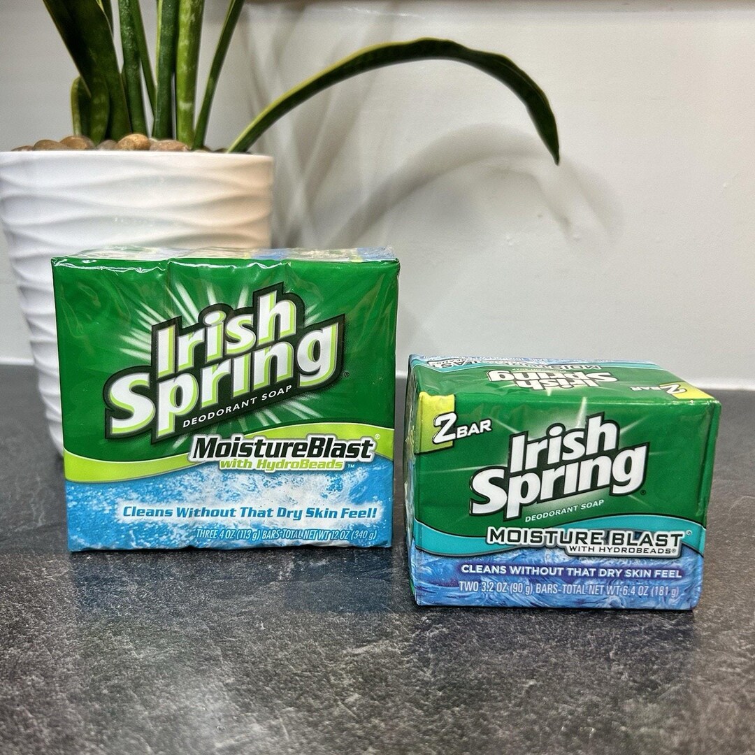 5 Bars IRISH SPRING Moisture Blast Hydro Bead Soap No Flaxseed 3.2 & 4 ...