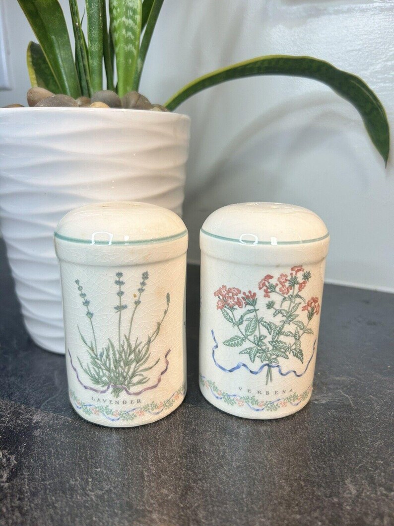 Cottage Core Grandmacore Japan 2 Piece Porcelain Spice Jars Lavender ...
