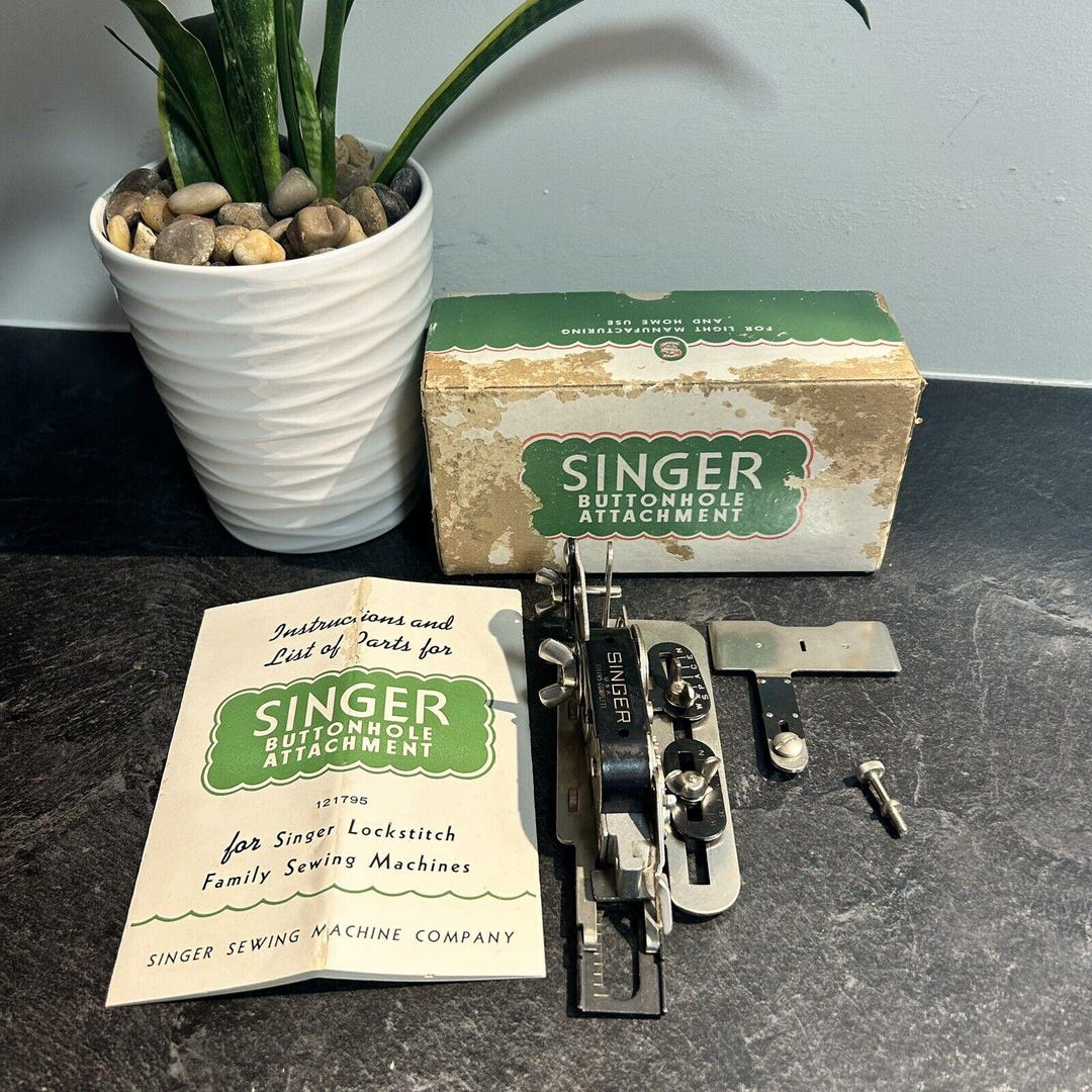 Vintage Singer Button Hole Attachment 121795 Original Box With ...
