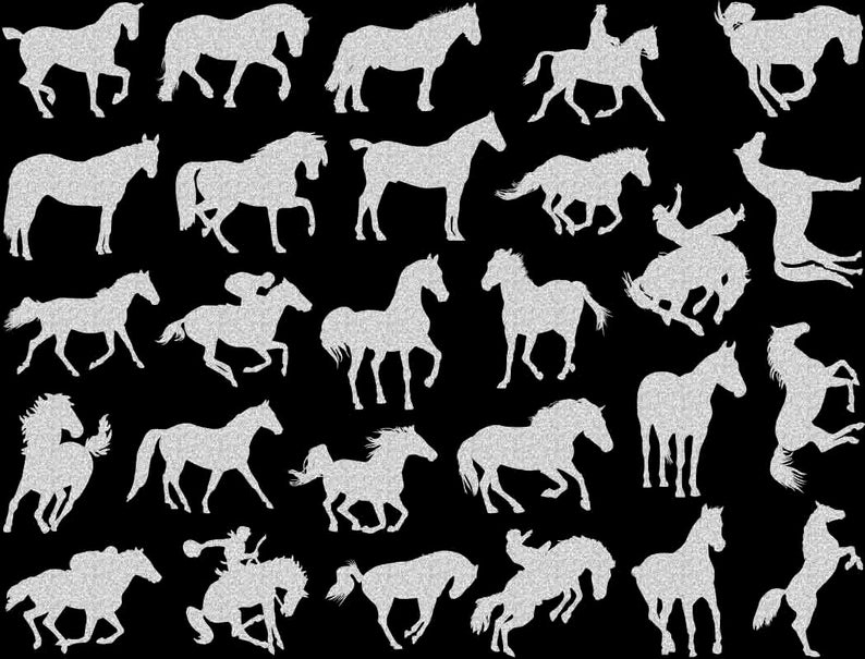 Horse Silhouettes Decals - Ceramic Cone 017 Overglaze - Glass Fusing ...