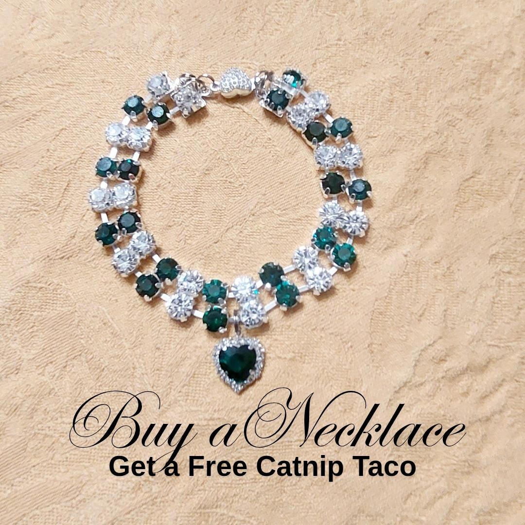 Dog Cat Collar Double Strand Elegance Emeralds & Diamonds, Custom ...
