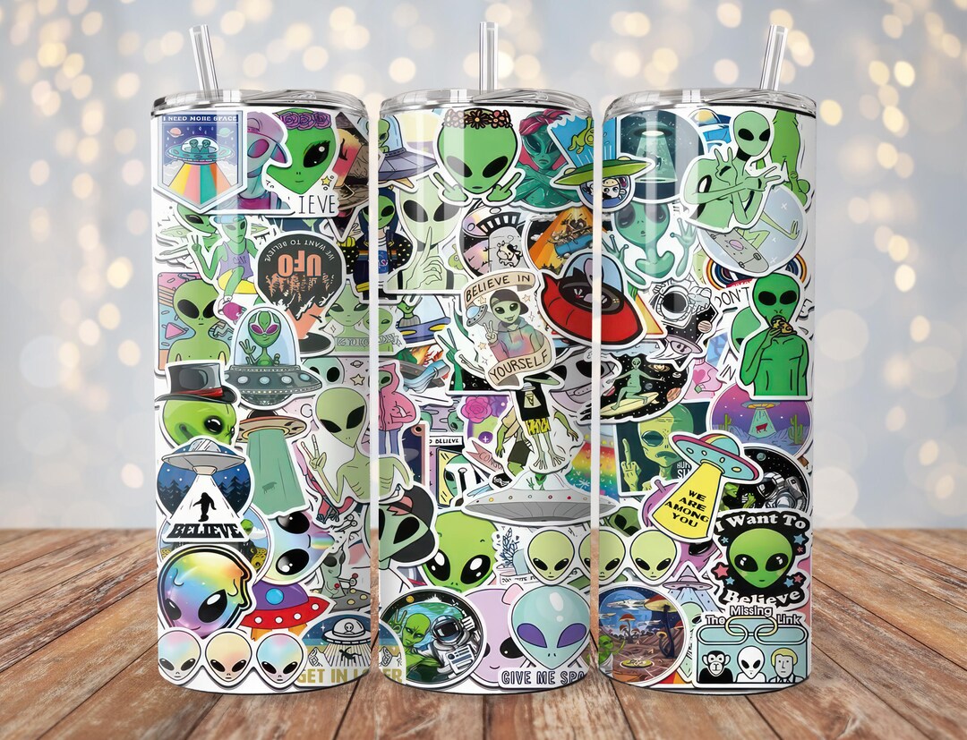 Alien Aliens Tumbler Wrap 20 Oz Sublimation PNG UFO Tumbler Design ...