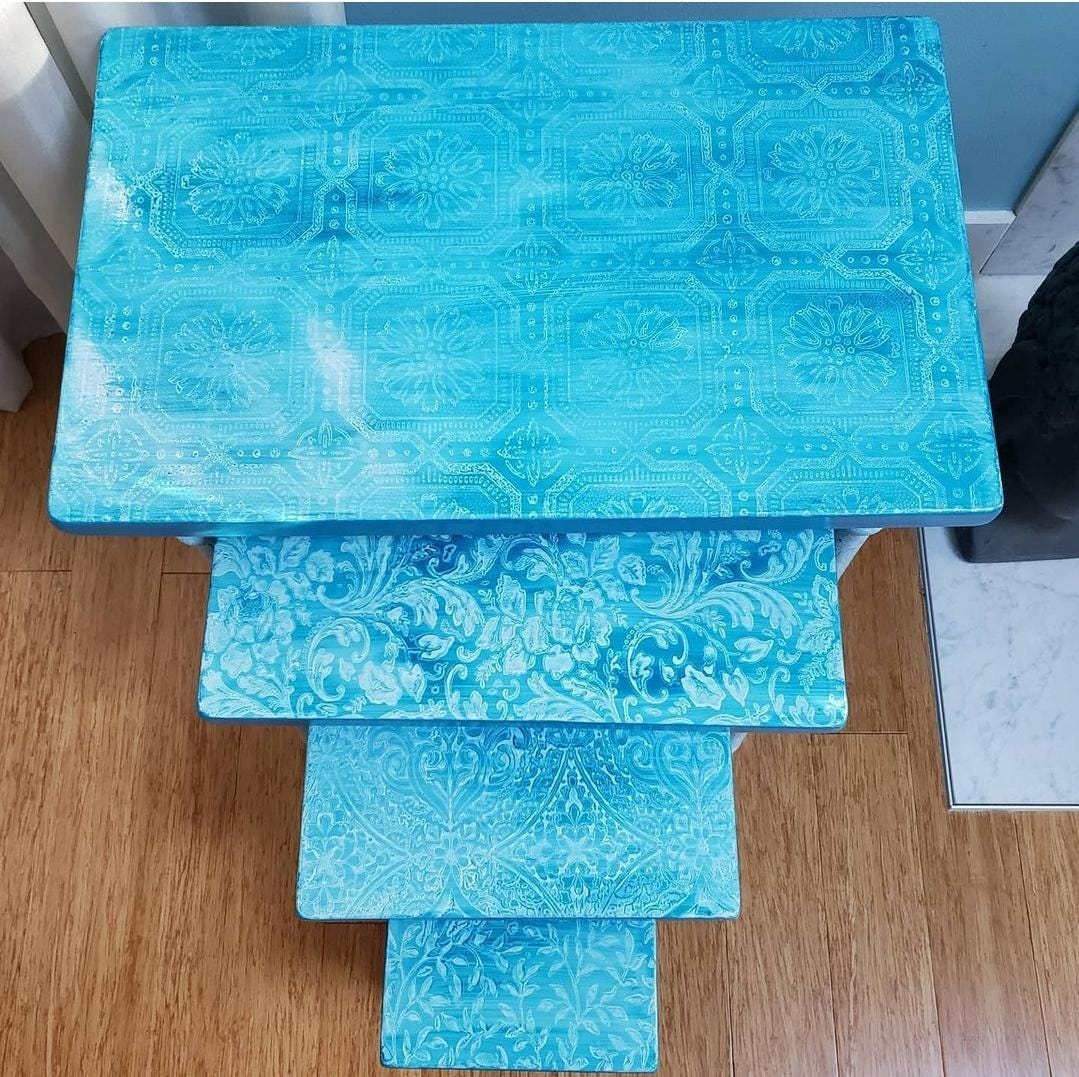 Beautiful Blue Nesting Tables, Perfect for Holiday Entertaining - Etsy