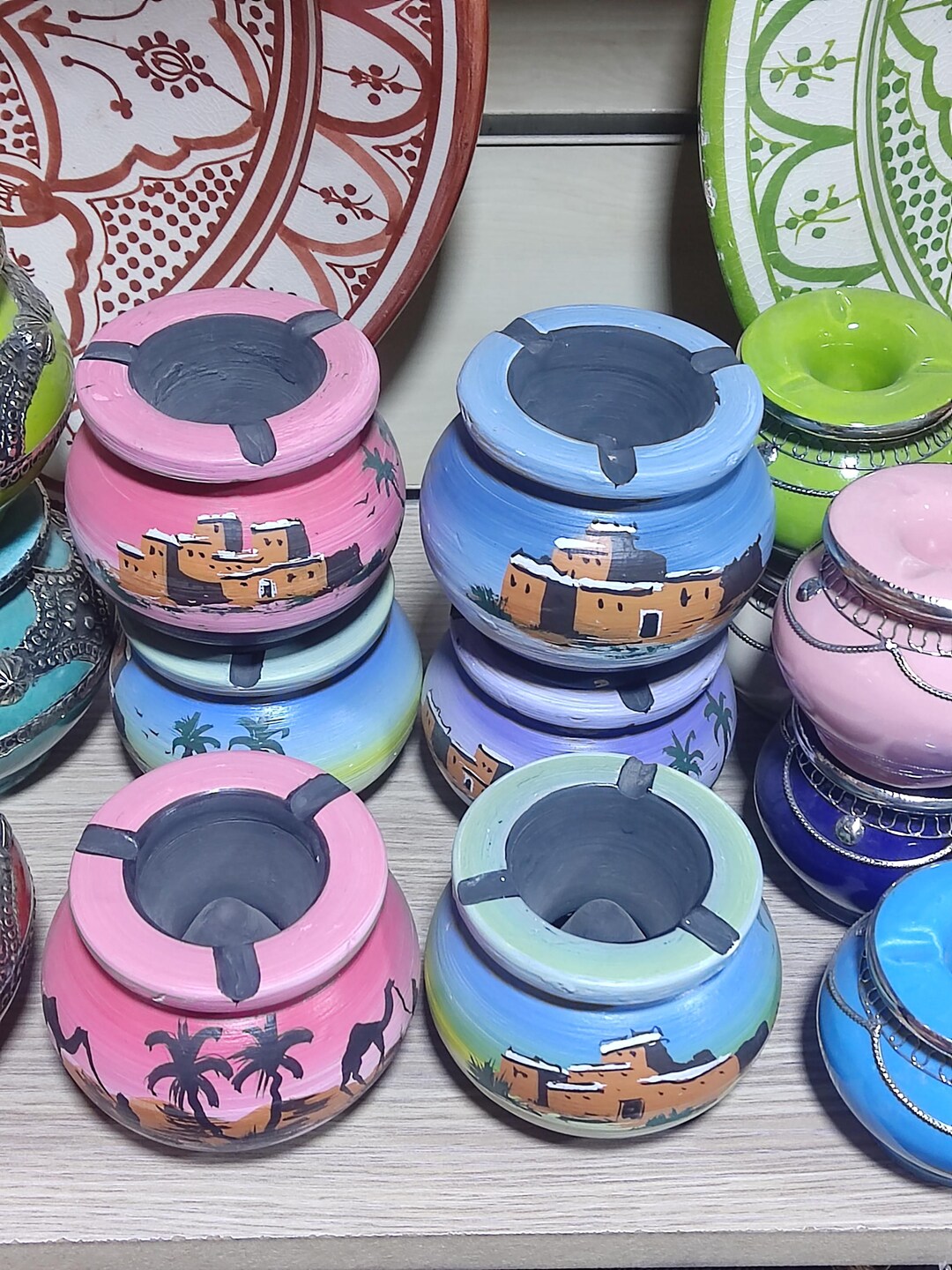 Ceramic Ashtray With Lid, Drawing by Hand From Morocco Artisans - Etsy