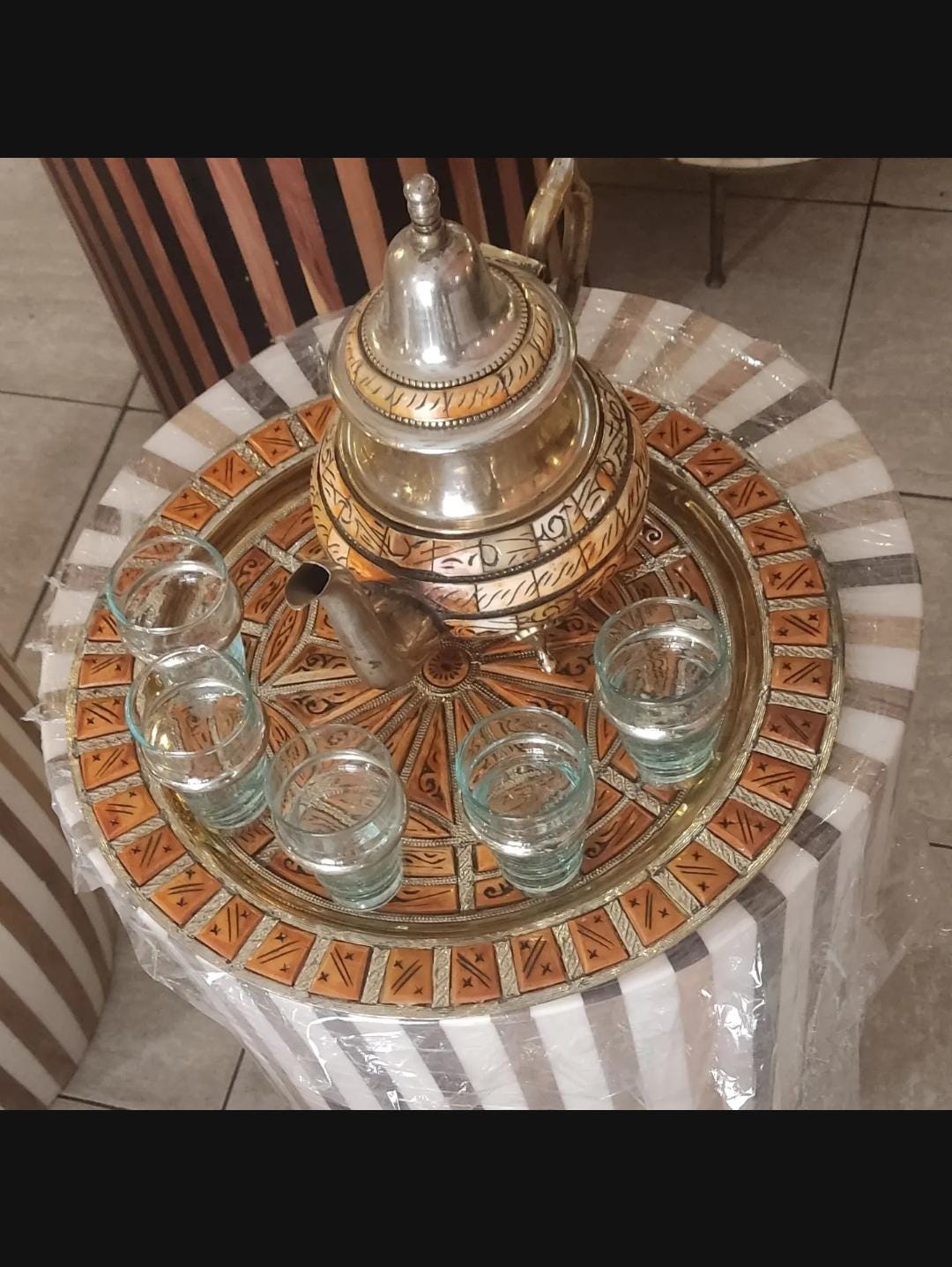 Brass Tea Set, With Bone, Moroccan Hand Made - Etsy