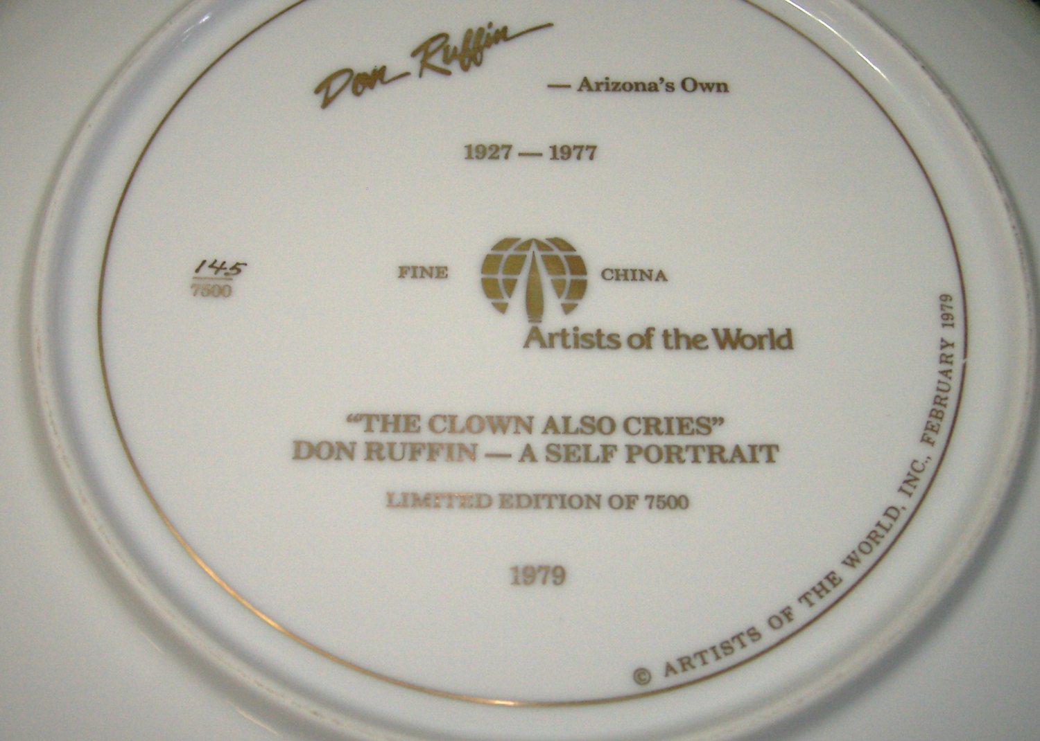 Vintage Collectors Plate, Don Ruffin Arizona Artist, the Clown Also ...