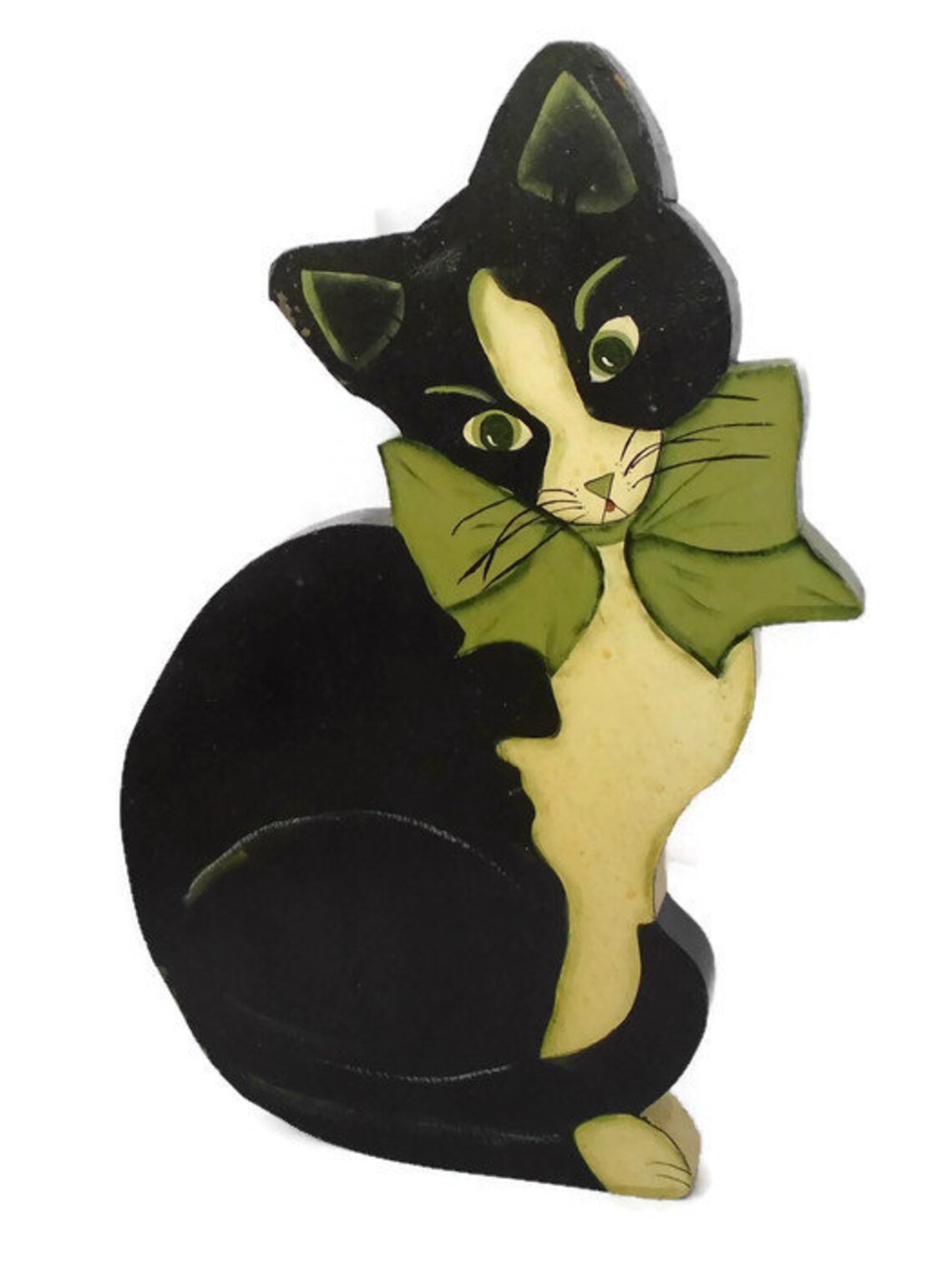 Antique Wood Primitive Black Cat Antique Wood Folk Art Black | Etsy