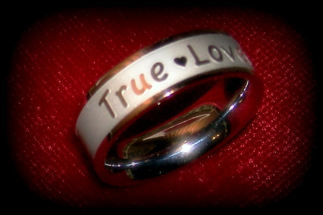 True Love Engraved Band Ring Stainless Steel Ring Promise Ring True ...