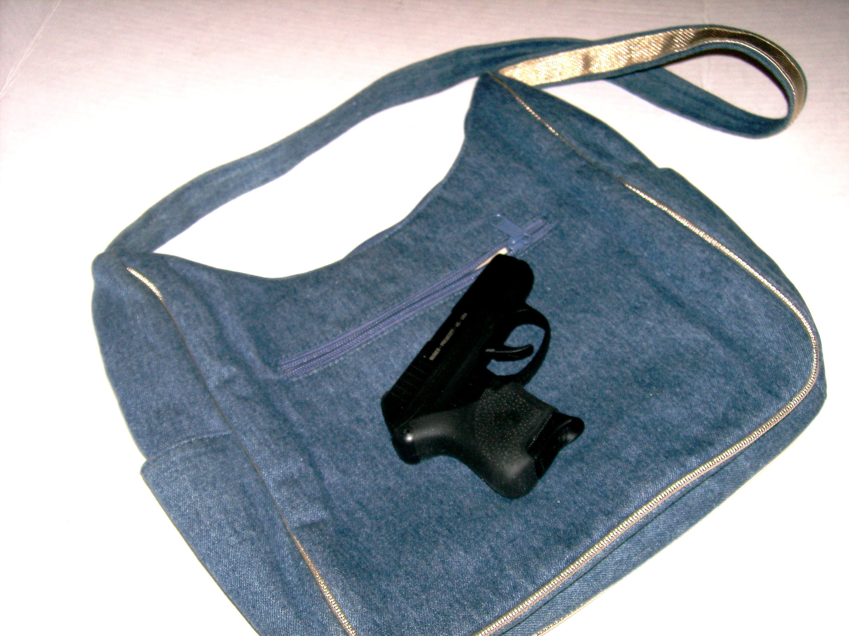 CCW Blue Denim Purse Concealed Carry Weapon Purse Embellished Moon Sun ...