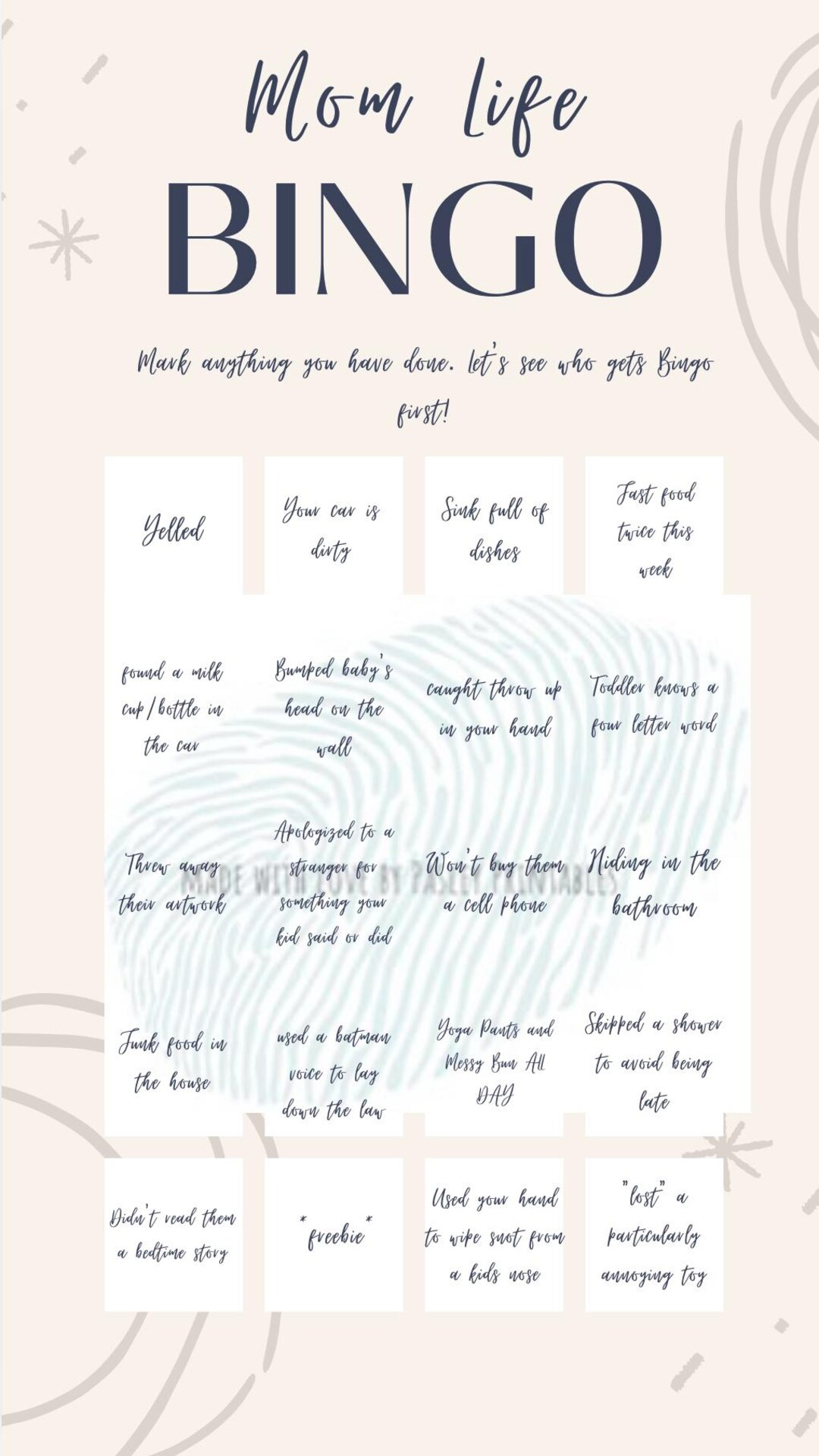 Mom Life Bingo! - Etsy