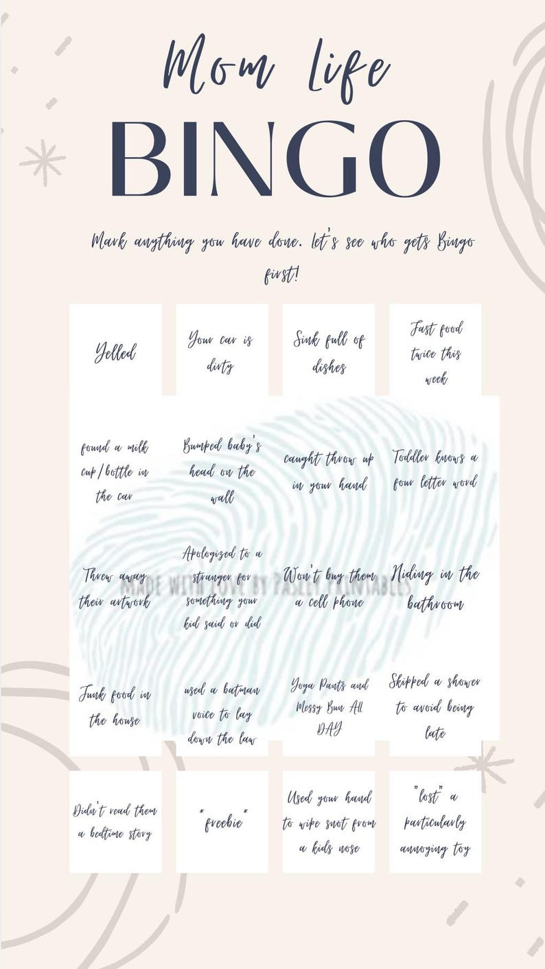 Mom Life Bingo! - Etsy