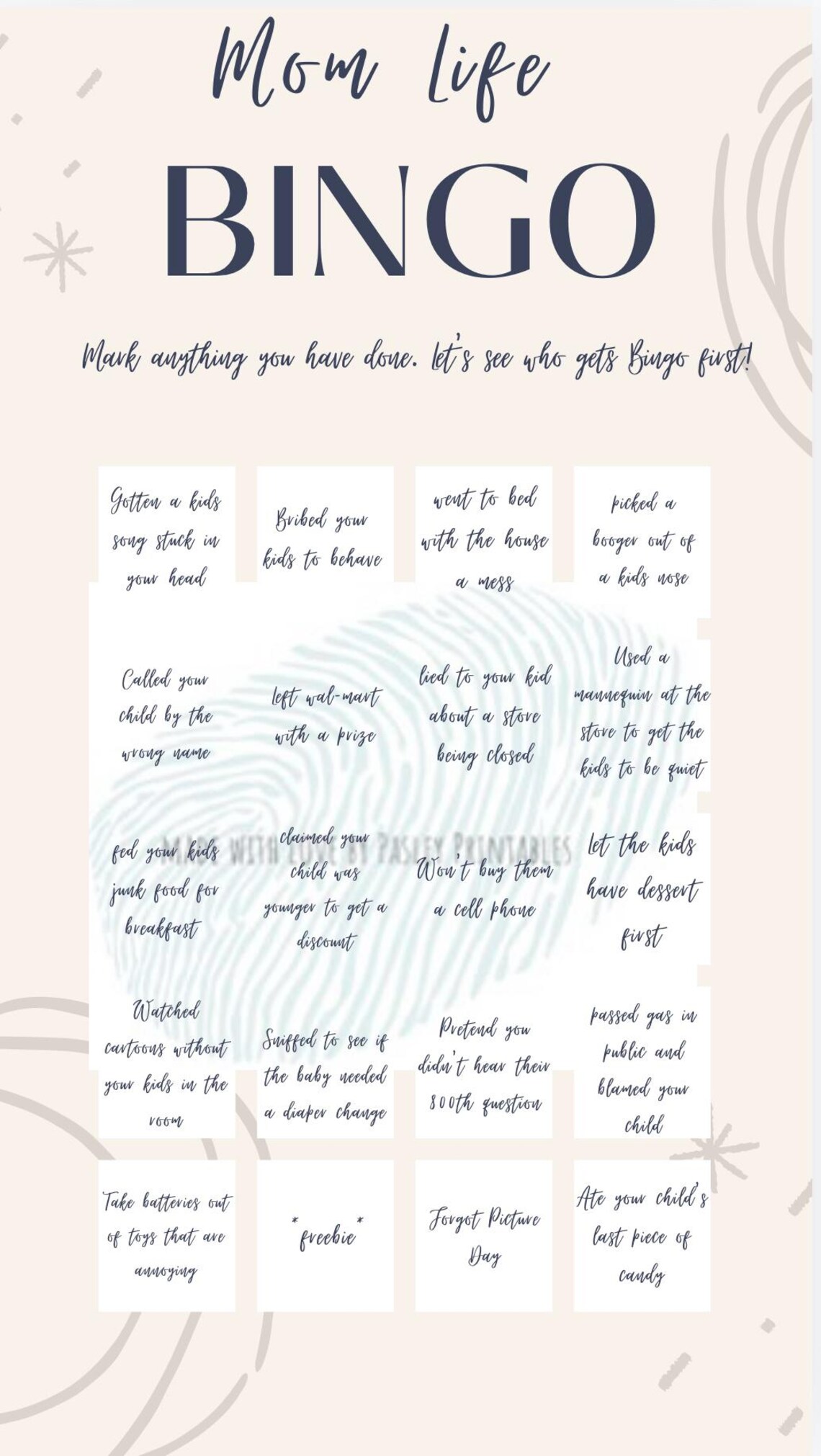 Mom Life Bingo! - Etsy