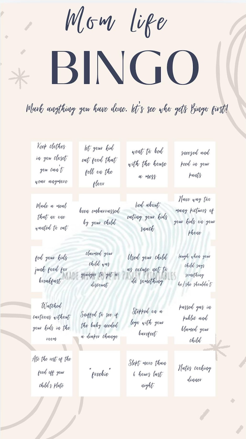 Mom Life Bingo! - Etsy