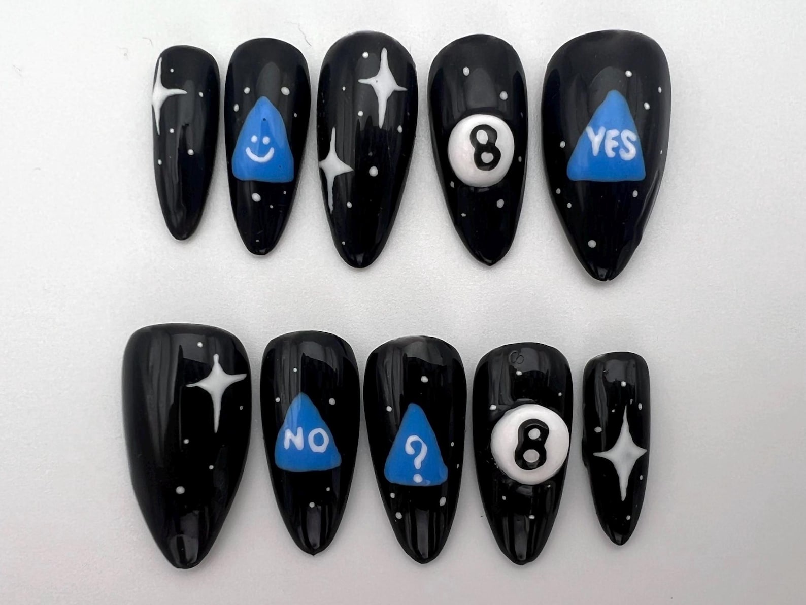 Magic 8 Ball Press-on Nail Set | Hand-painted | Nail Glue Included - Etsy