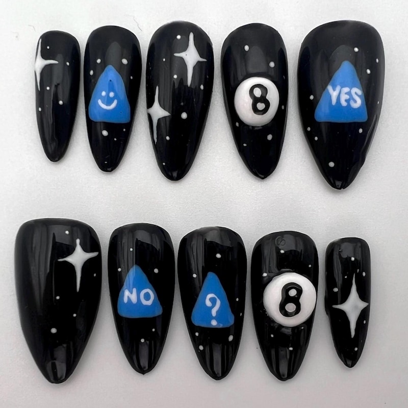 Press on Nails 8 Ball - Etsy