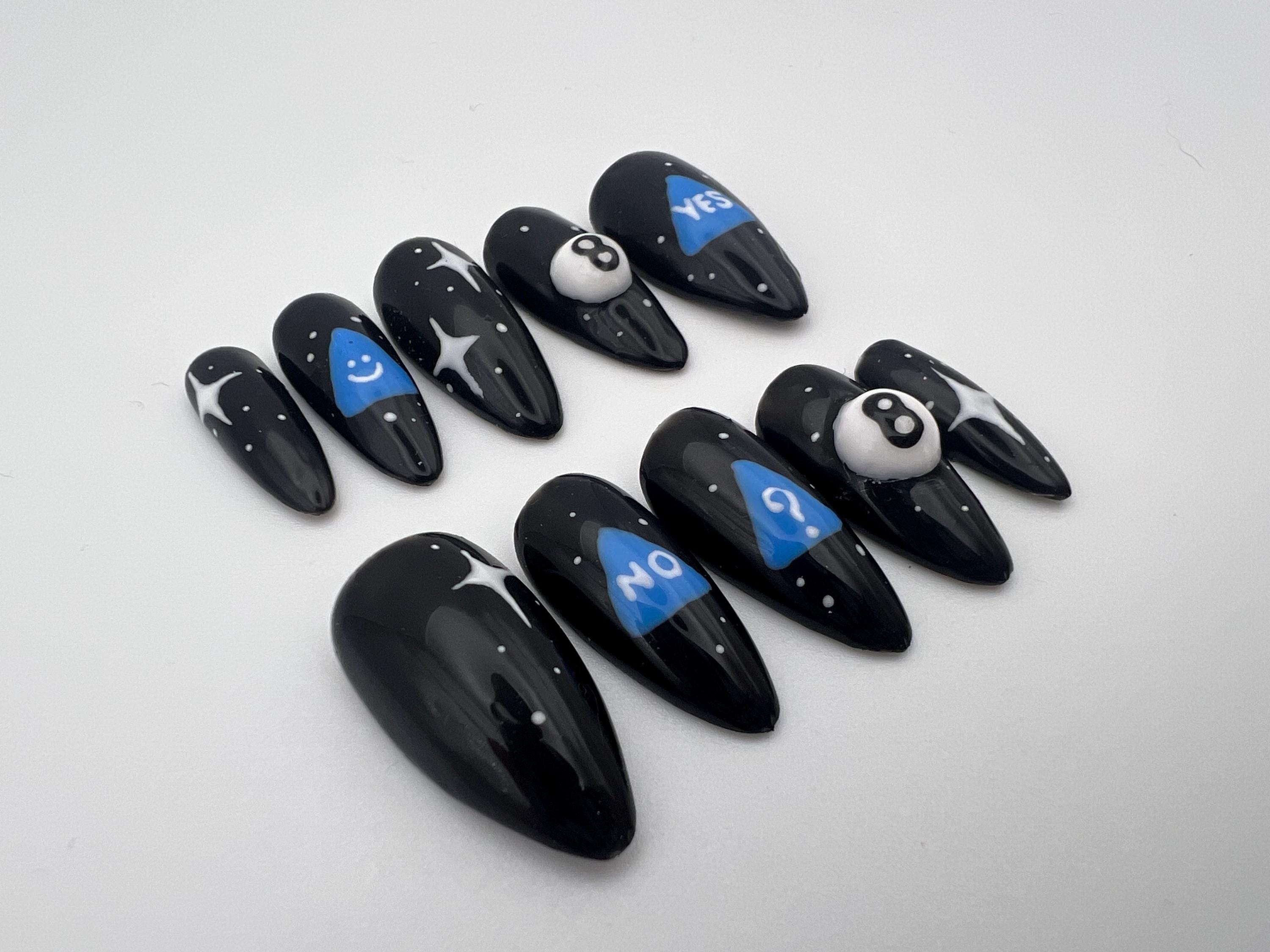 Magic 8 Ball Press-on Nail Set | Hand-painted | Nail Glue Included - Etsy