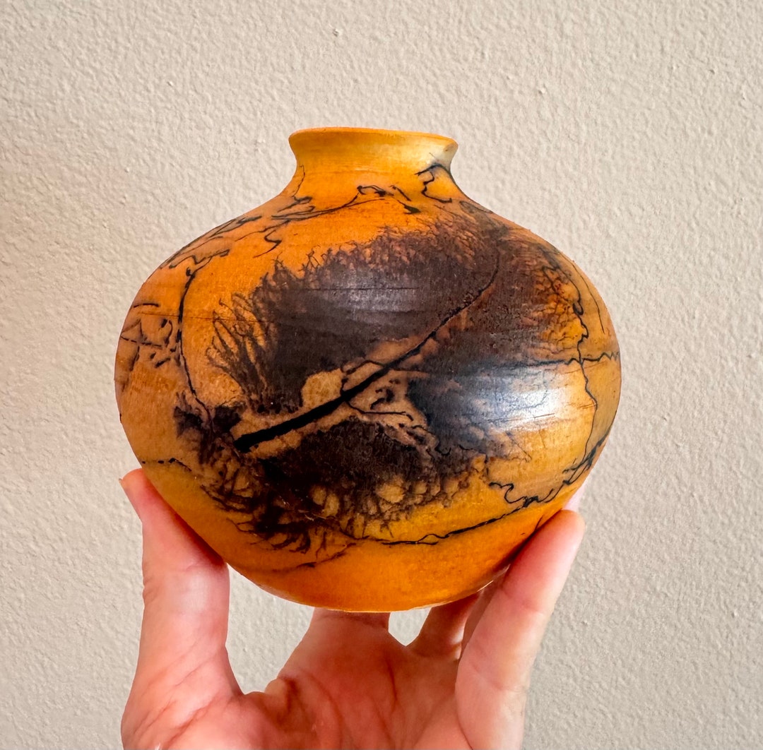 Horsehair Raku Vase. Feather Handmade Ceramic Vase. Nature Inspired ...