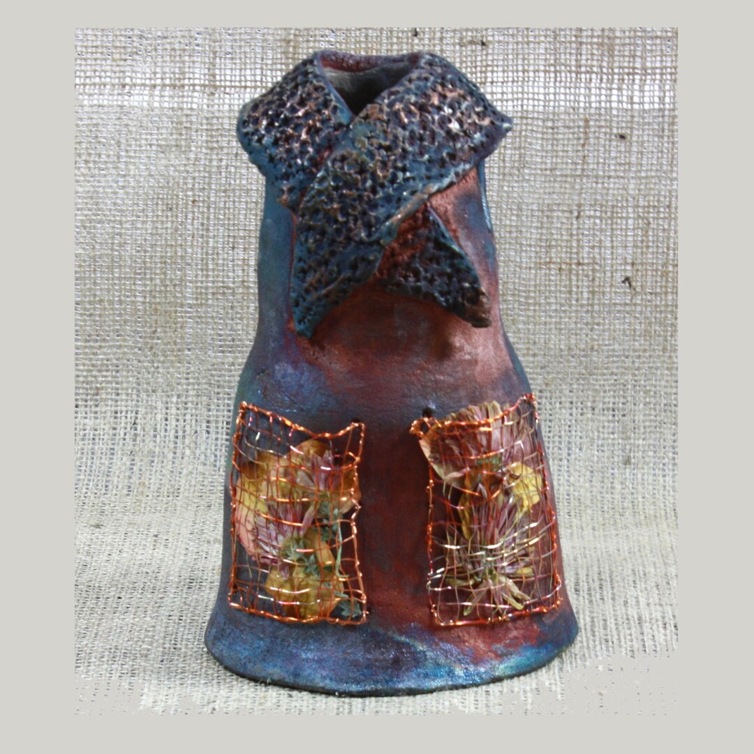 Raku Ceramic Sculpture. Figure, Woman Dress Sculpture. TERRA FIRMA ...