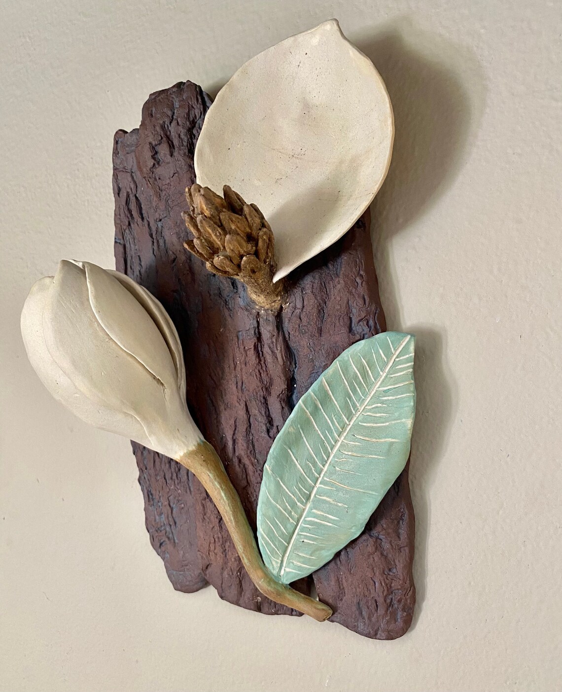 Ceramic Wall Art. Large Magnolia Flower Wall Hanging. Nature - Etsy