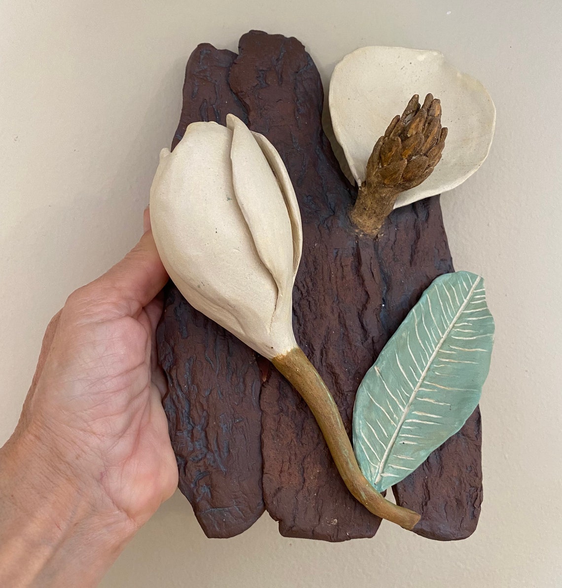 Ceramic Wall Art. Large Magnolia Flower Wall Hanging. Nature - Etsy