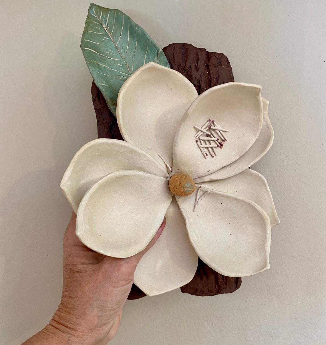 Ceramic Wall Art. Large Magnolia Flower Wall Hanging. Nature - Etsy