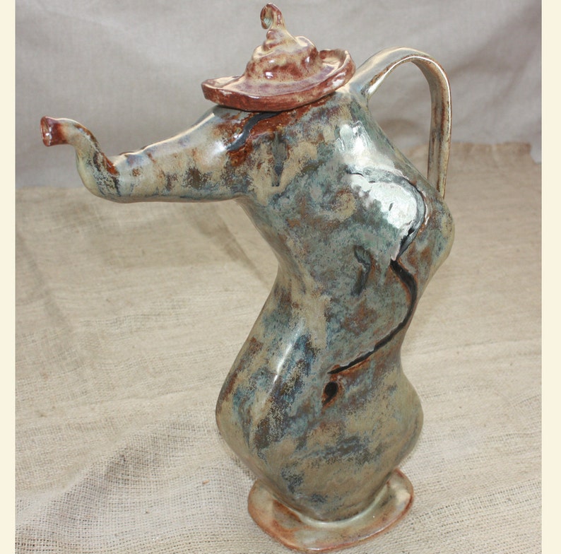 Elephant Ceramic Teapot. Extra Large Hand Built Whimsical DUMBO Teapot ...