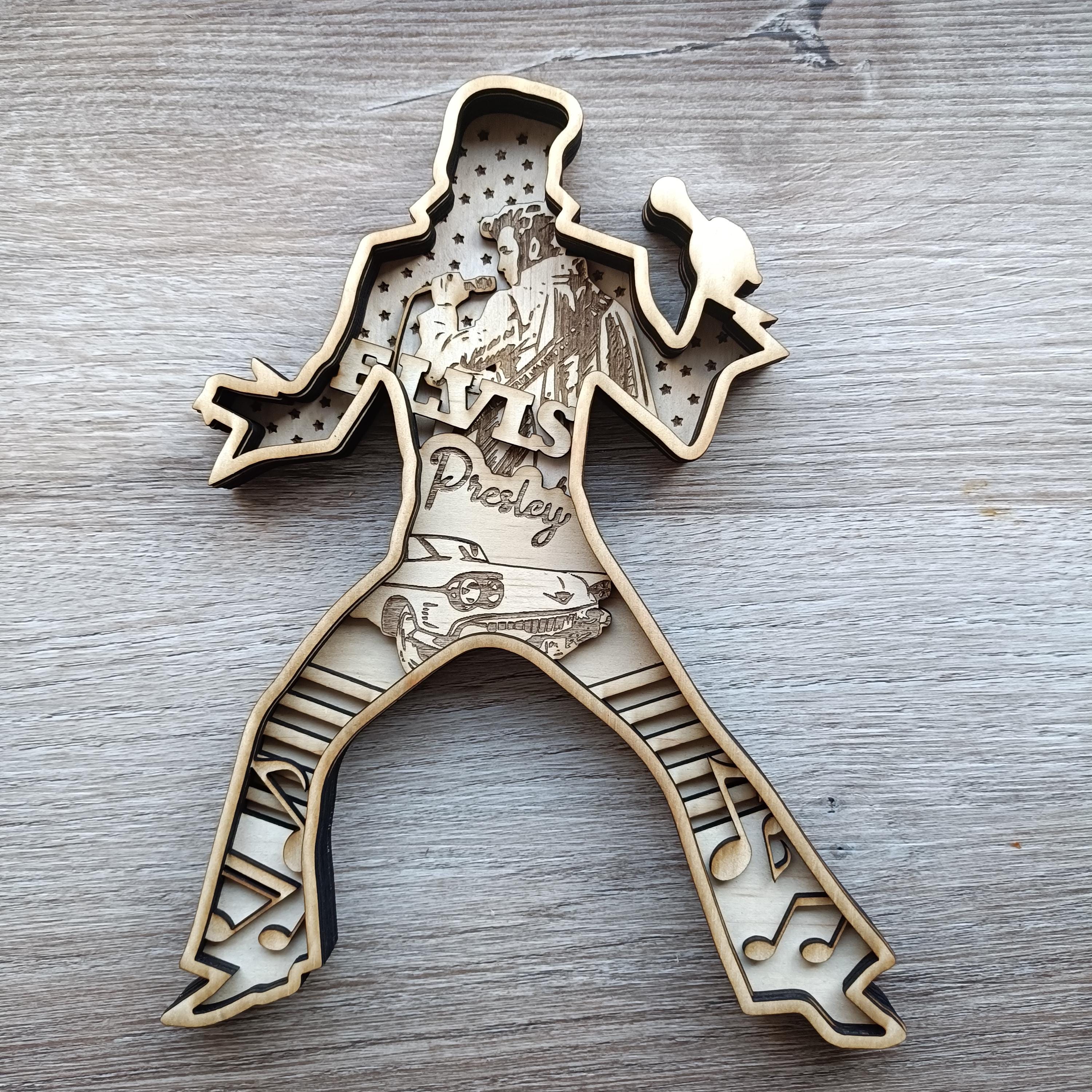 Elvis Presley Wooden Layered Wall Art - Music-themed Laser Cut Decor - Etsy