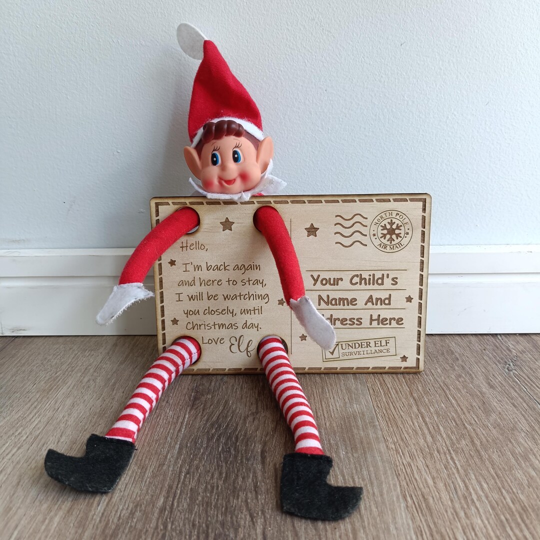 Elf on the Shelf Arrival Letter | Personalised Wooden Postcard Sign ...