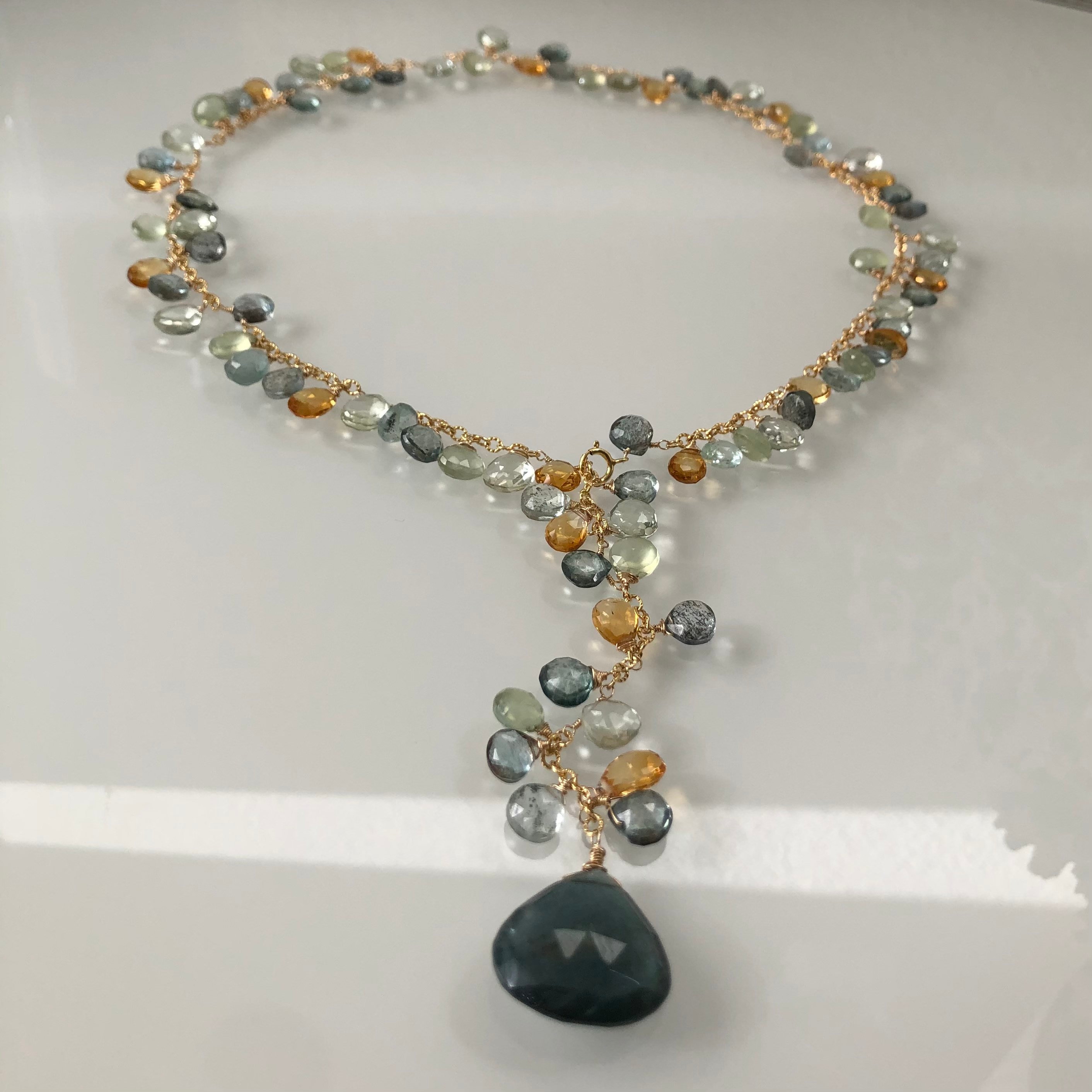 Autumn Inspired Gemstone Signature Lariat Necklace in Gold Vermeil ...