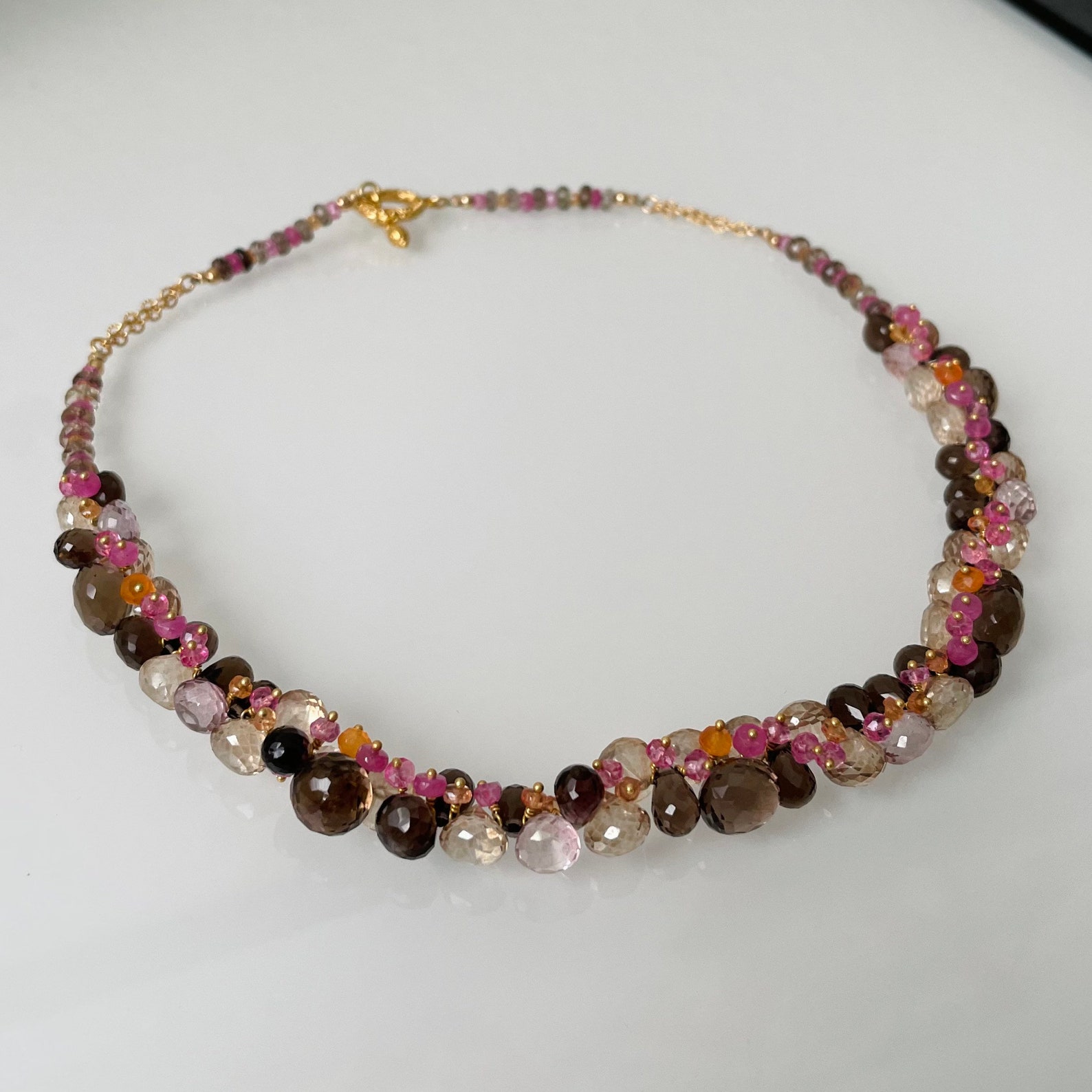 Pink and Orange Padparadscha Sapphire Gemstone Necklace in - Etsy