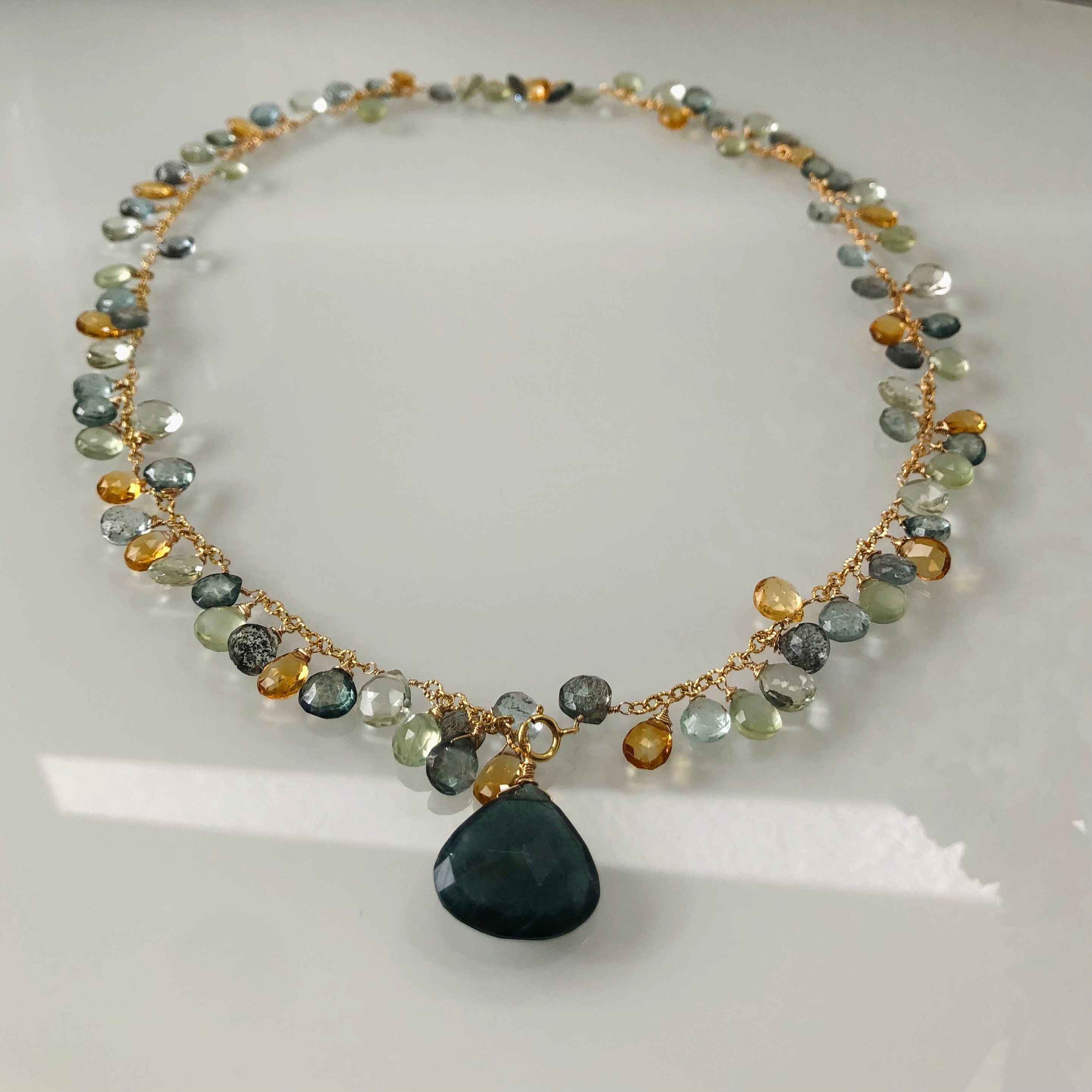 Autumn Inspired Gemstone Signature Lariat Necklace in Gold Vermeil ...