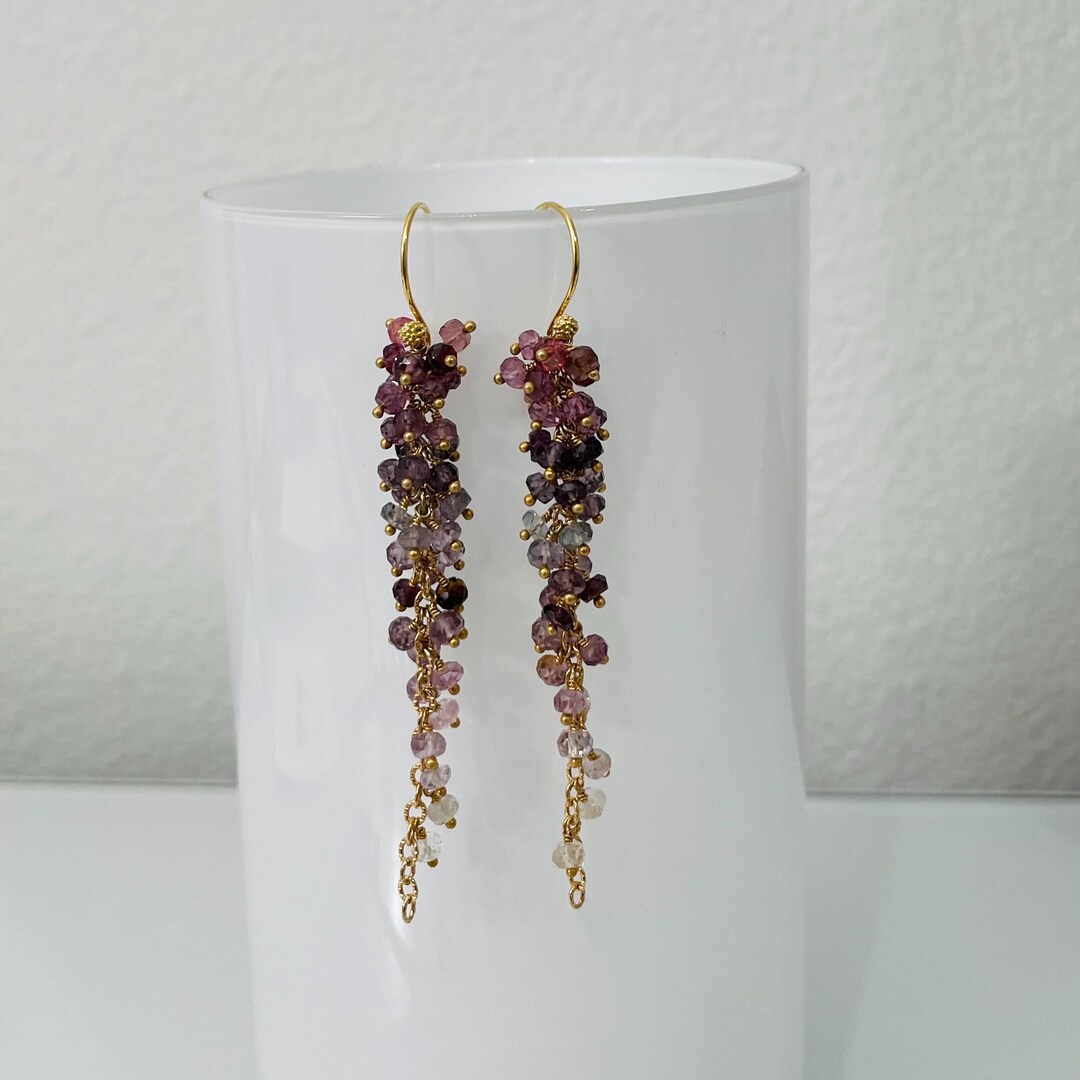 Spinel Cluster Earrings in Gold - Etsy