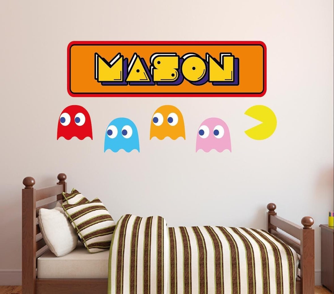 Personalized Name Video Game Pac Wall Decal - Gaming Wall Decor for ...
