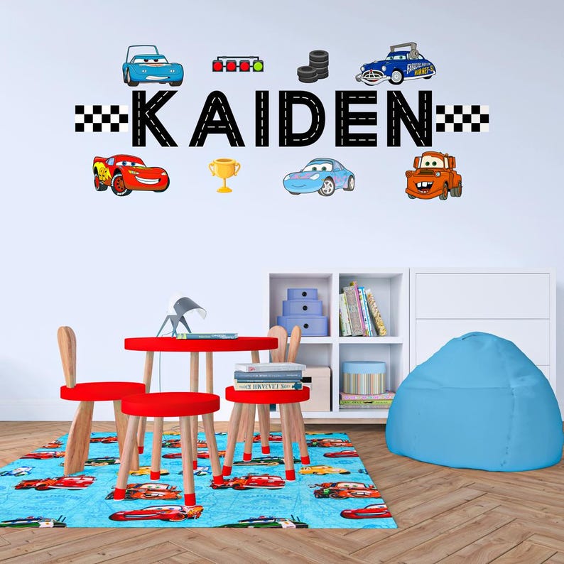 Cars Personalized Name Wall Decals for Kids Room - Custom Car Racing ...