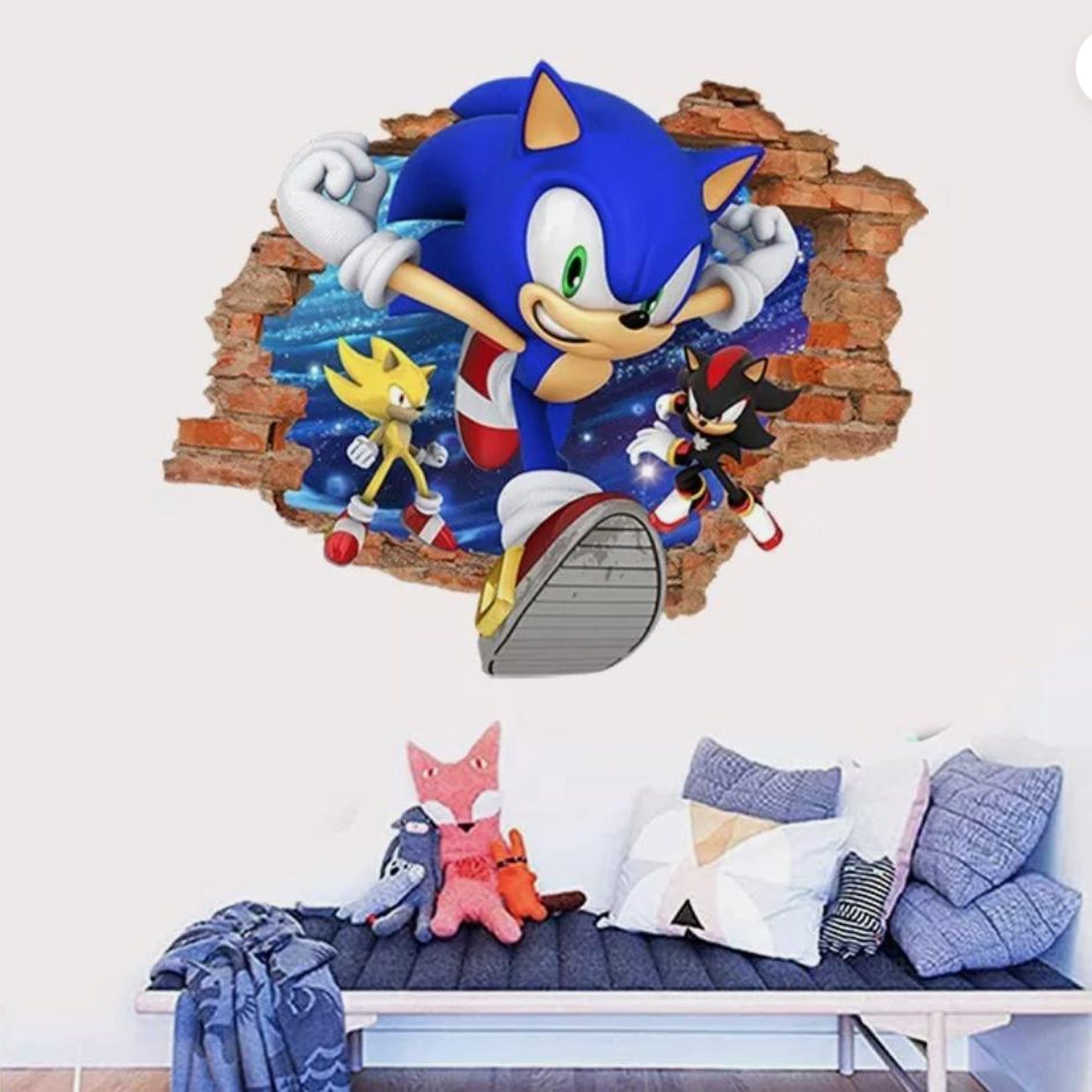 3D Wall Break Decal With Energetic Cartoon Characters for Kids - Peel ...