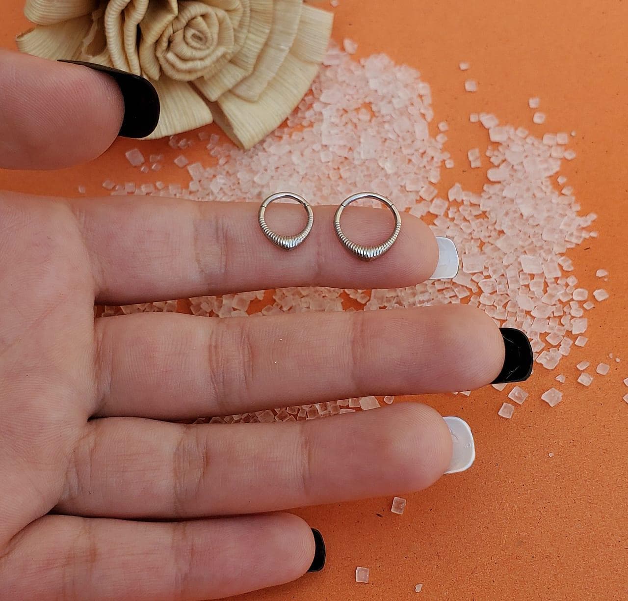 16G Moon Septum Ring | Chunky Hinged Clicker Hoop | Daith Earring ...