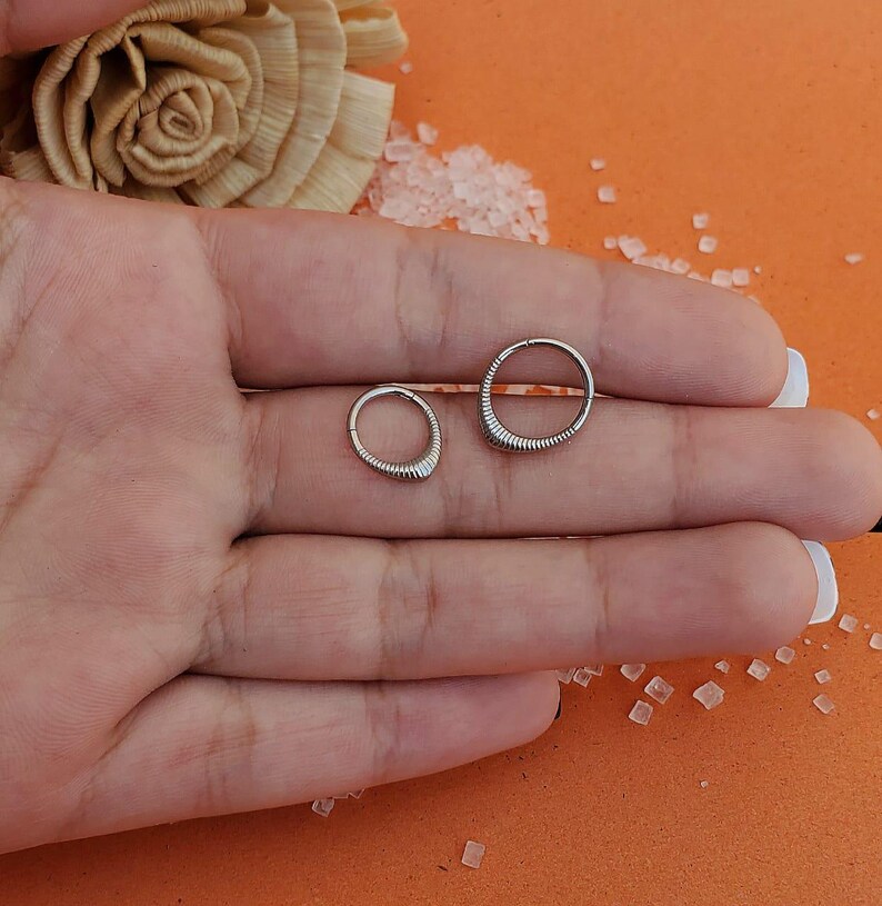 16G Moon Septum Ring | Chunky Hinged Clicker Hoop | Daith Earring ...